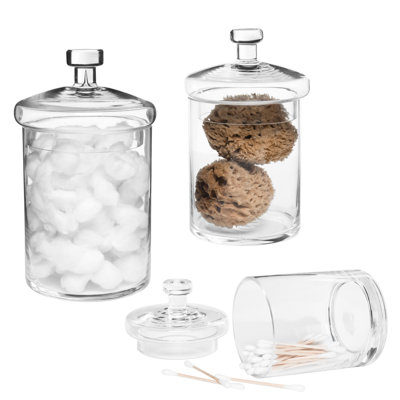 MyGift Glass 3 Piece Bathroom Storage Container | Wayfair