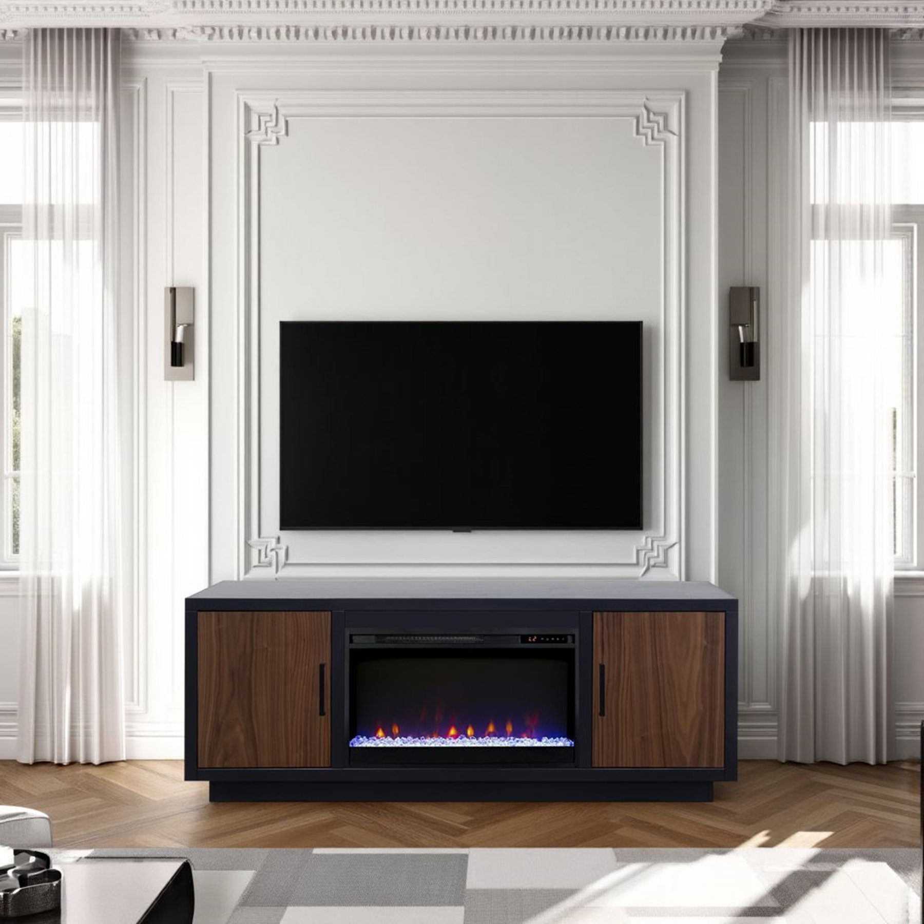 Brayden Studio® Aria 66 inch Fireplace TV Stand | Wayfair