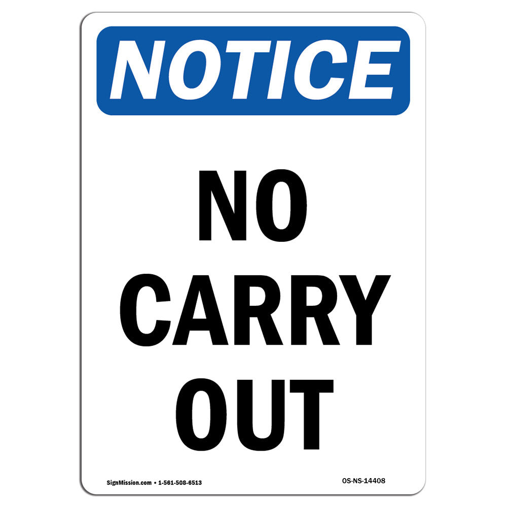 SignMission No Carry Out Sign | Wayfair