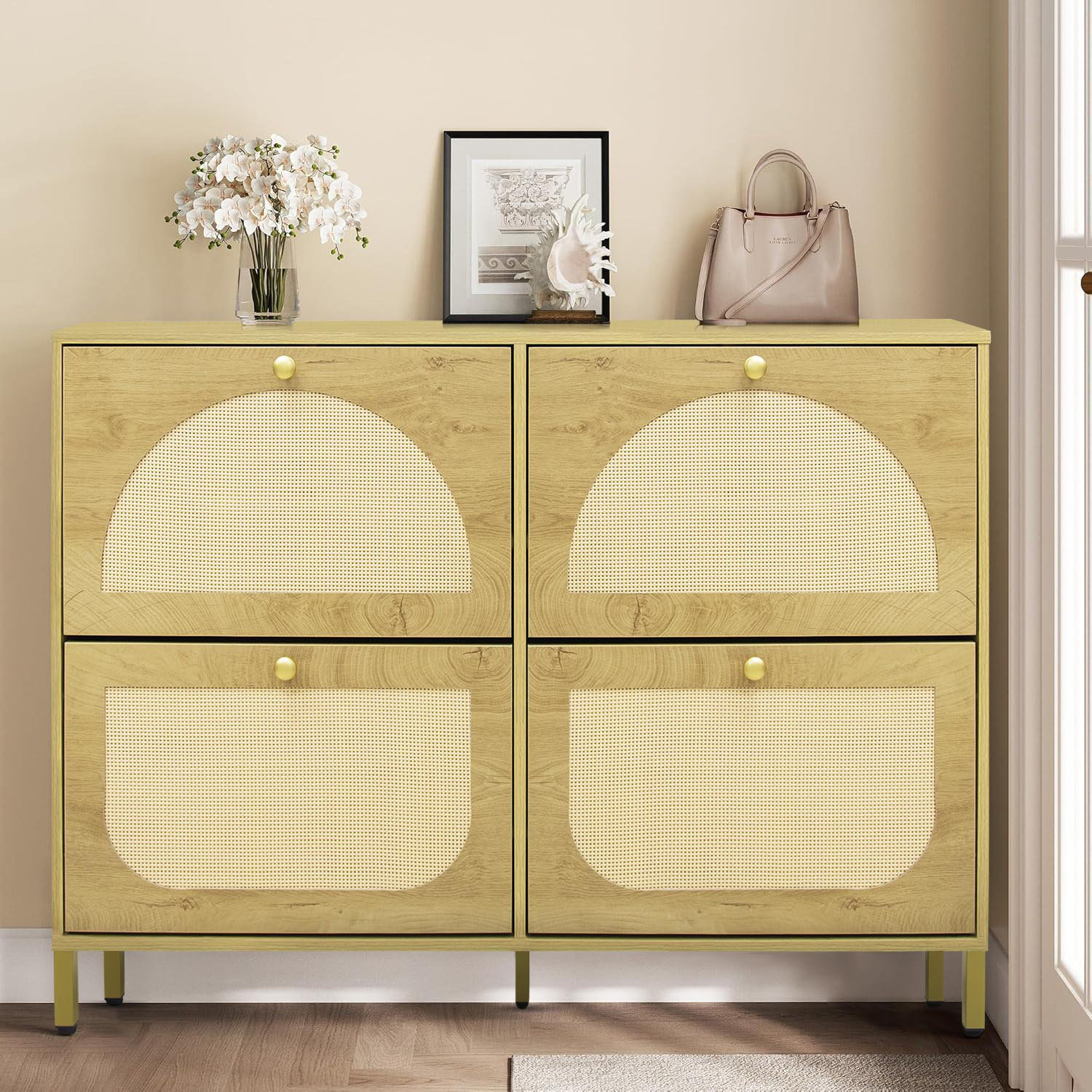 Bayou Breeze Large Capacity Shoe Cabinet 4 Drawers Large Space Storage ...