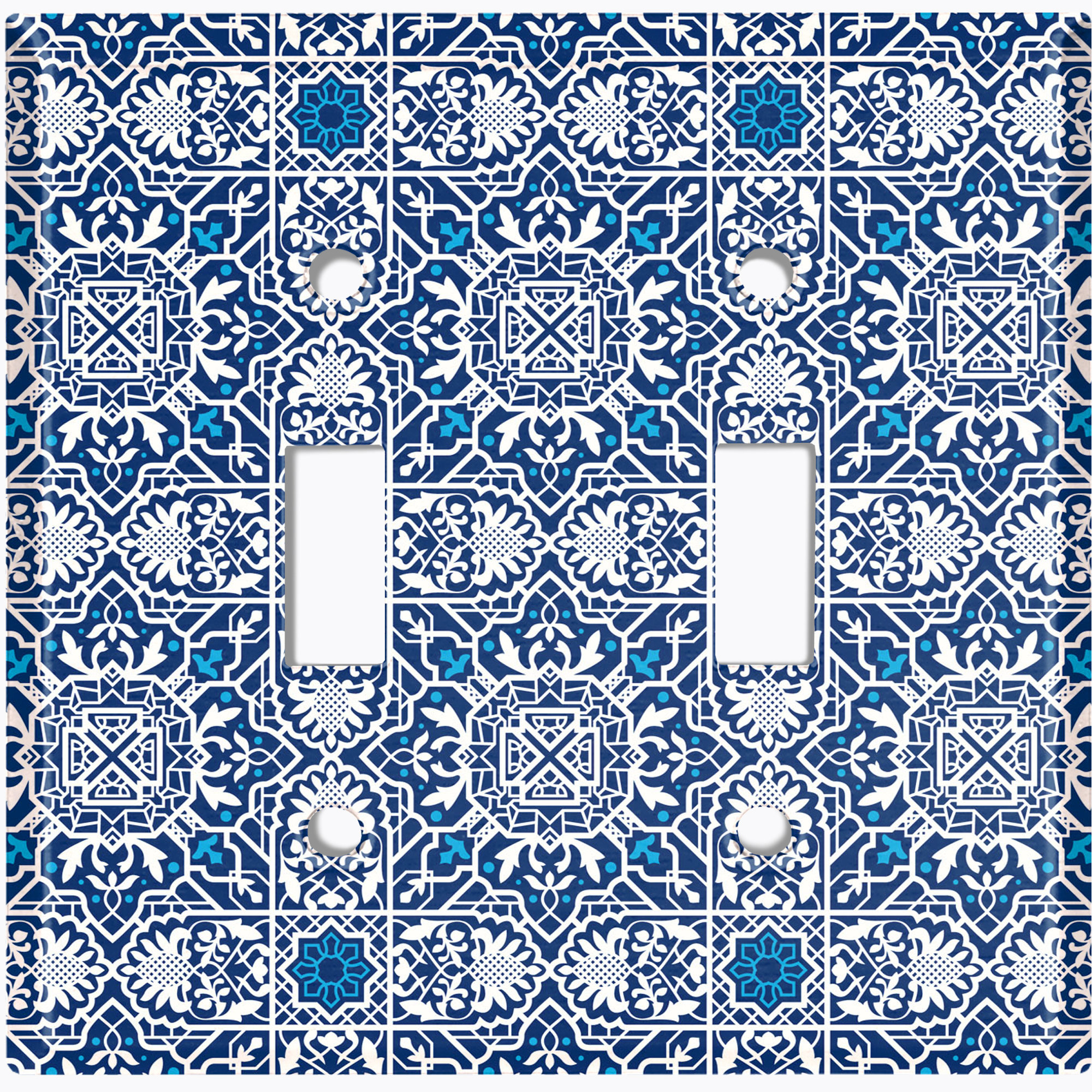 WorldAcc Vintage Elegant Tile 2-Gang Toggle Light Switch Wall Plate ...