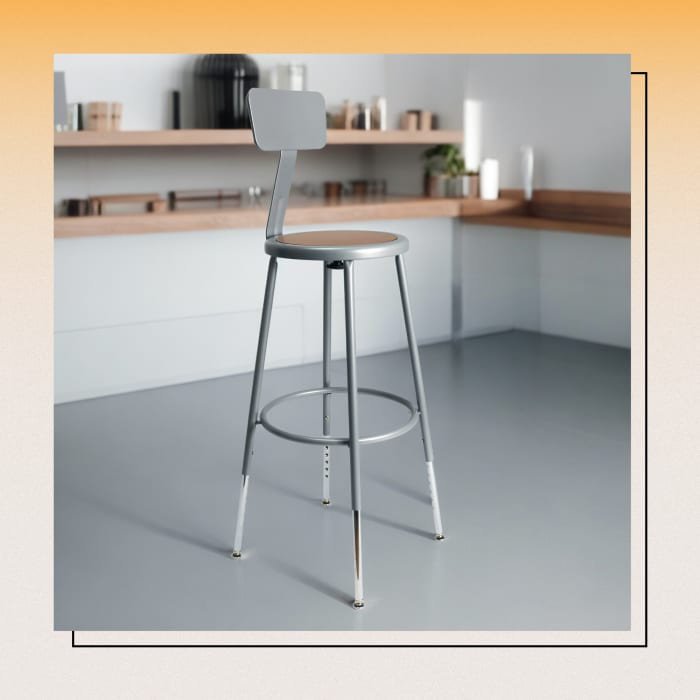 Hampden Furnishings Felix Height Adjustable Steel Stool with Backrest ...