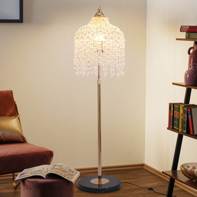 Mercer41 Furnary 63" Crystal Floor Lamp With Waterfall Or Cascading ...