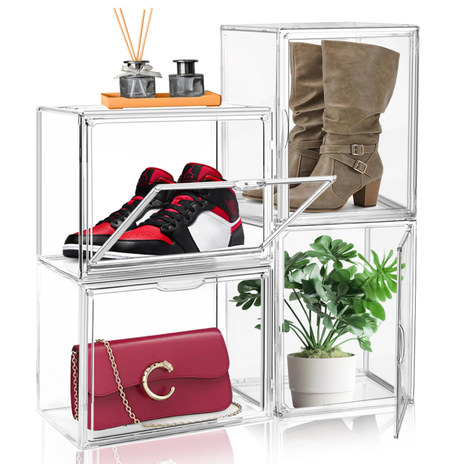 FAST APPLIANCES LLC Acrylic Shoe Boxes X-Large Shoe Storage Boxes For ...