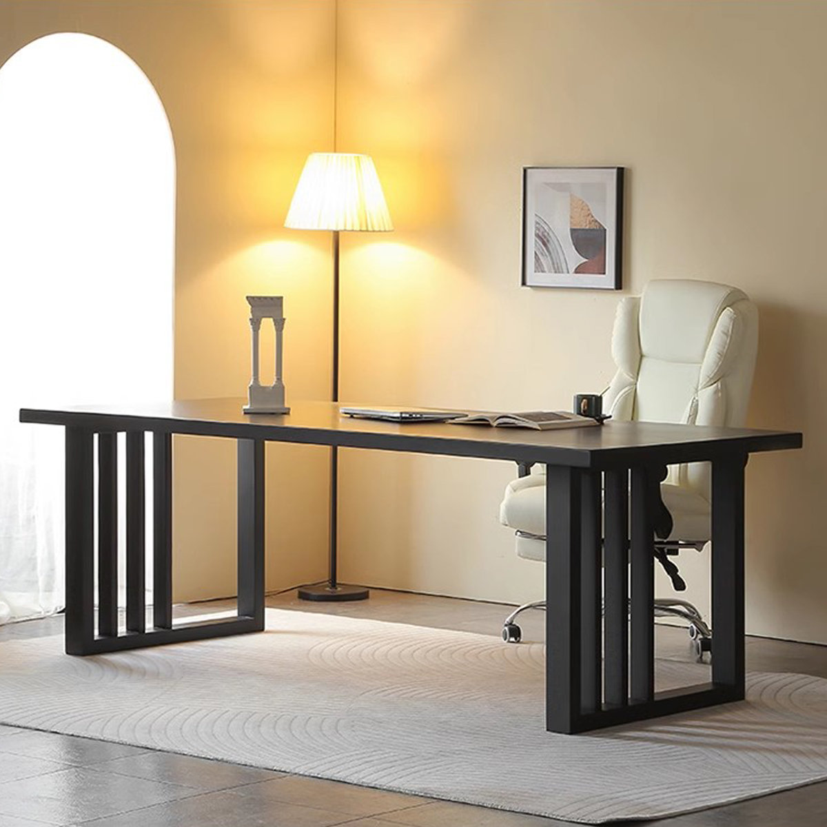 Cozynest 78.74" Black Rectangular Solid Wood desks - Wayfair Canada