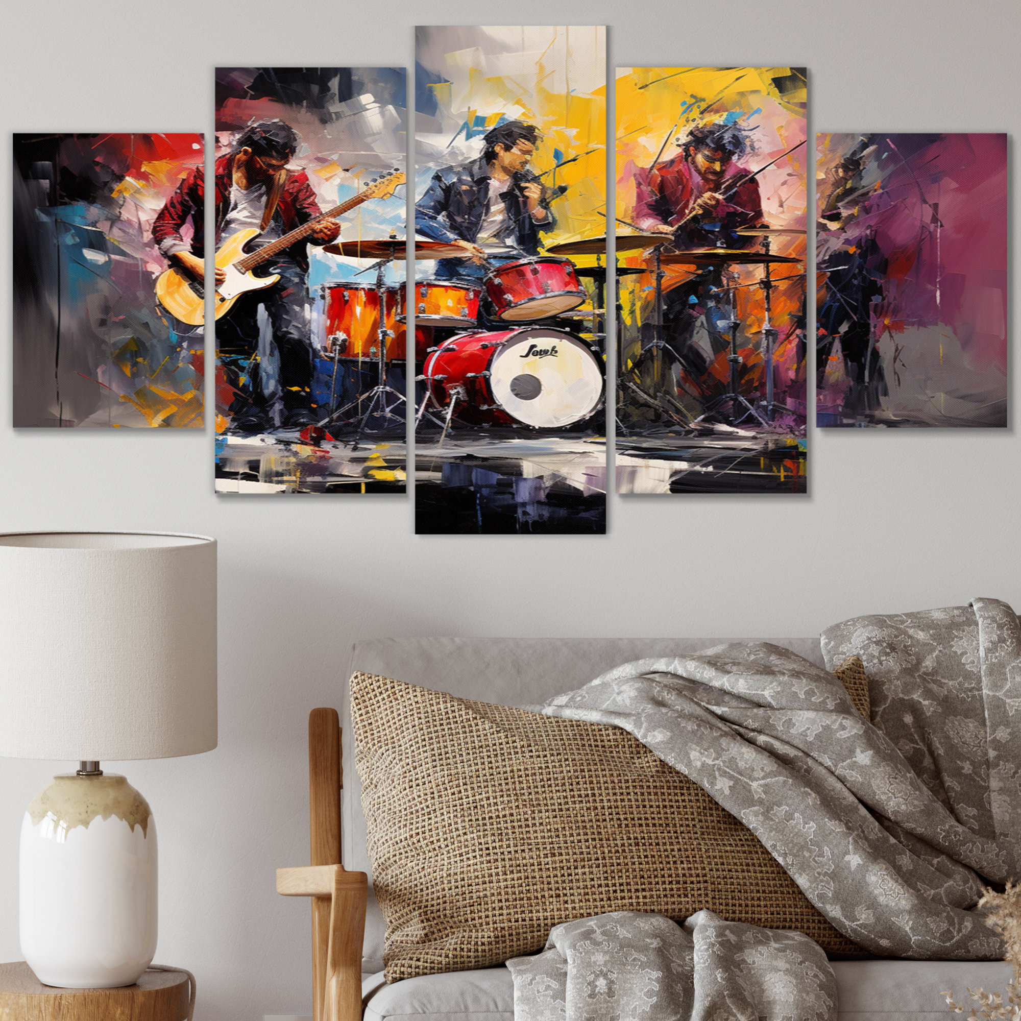 Design Art Rock Band In Action III - Entertainment Wall Art Print - 5 ...