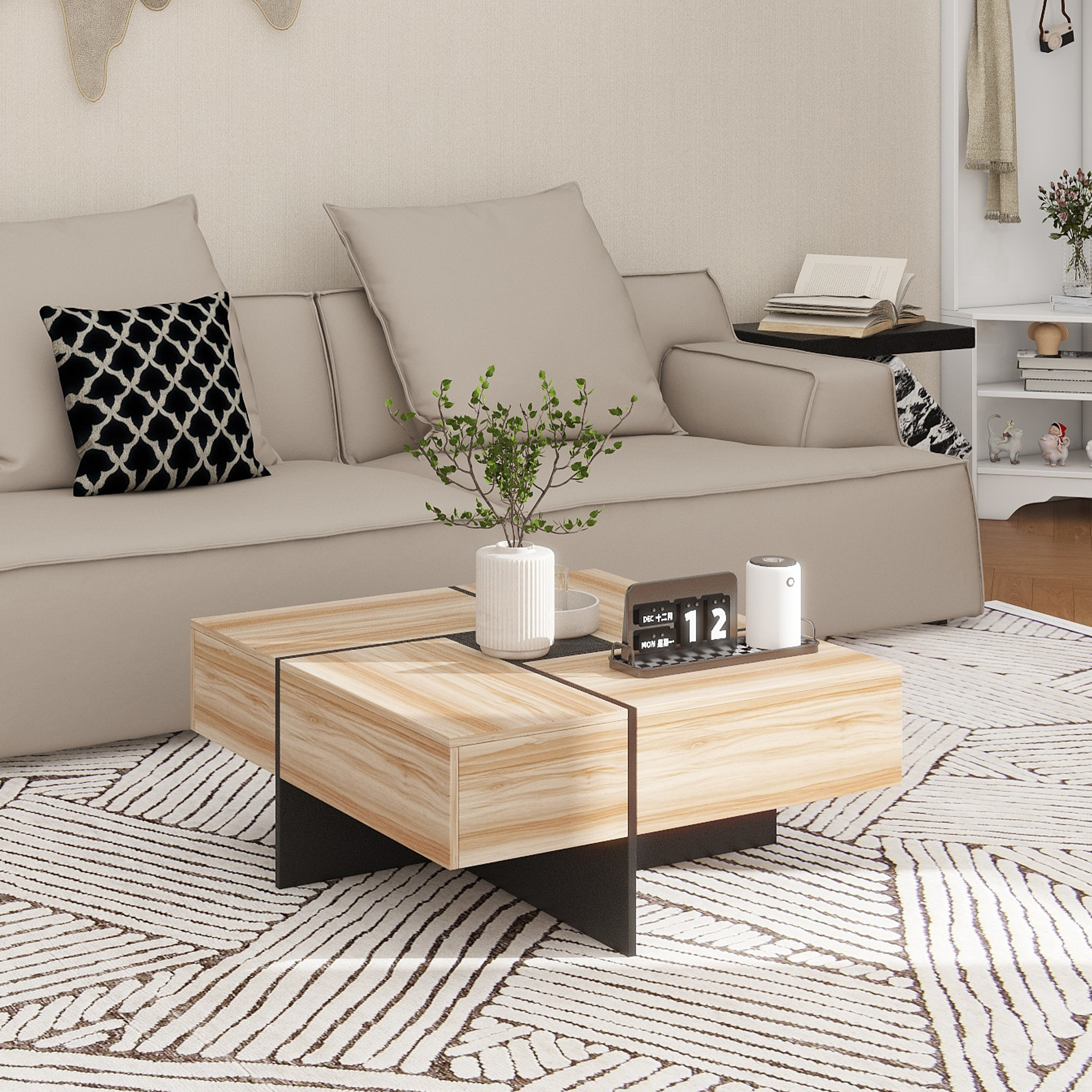 Latitude Run® Unique Design Coffee Table With 4 Hidden Storage ...
