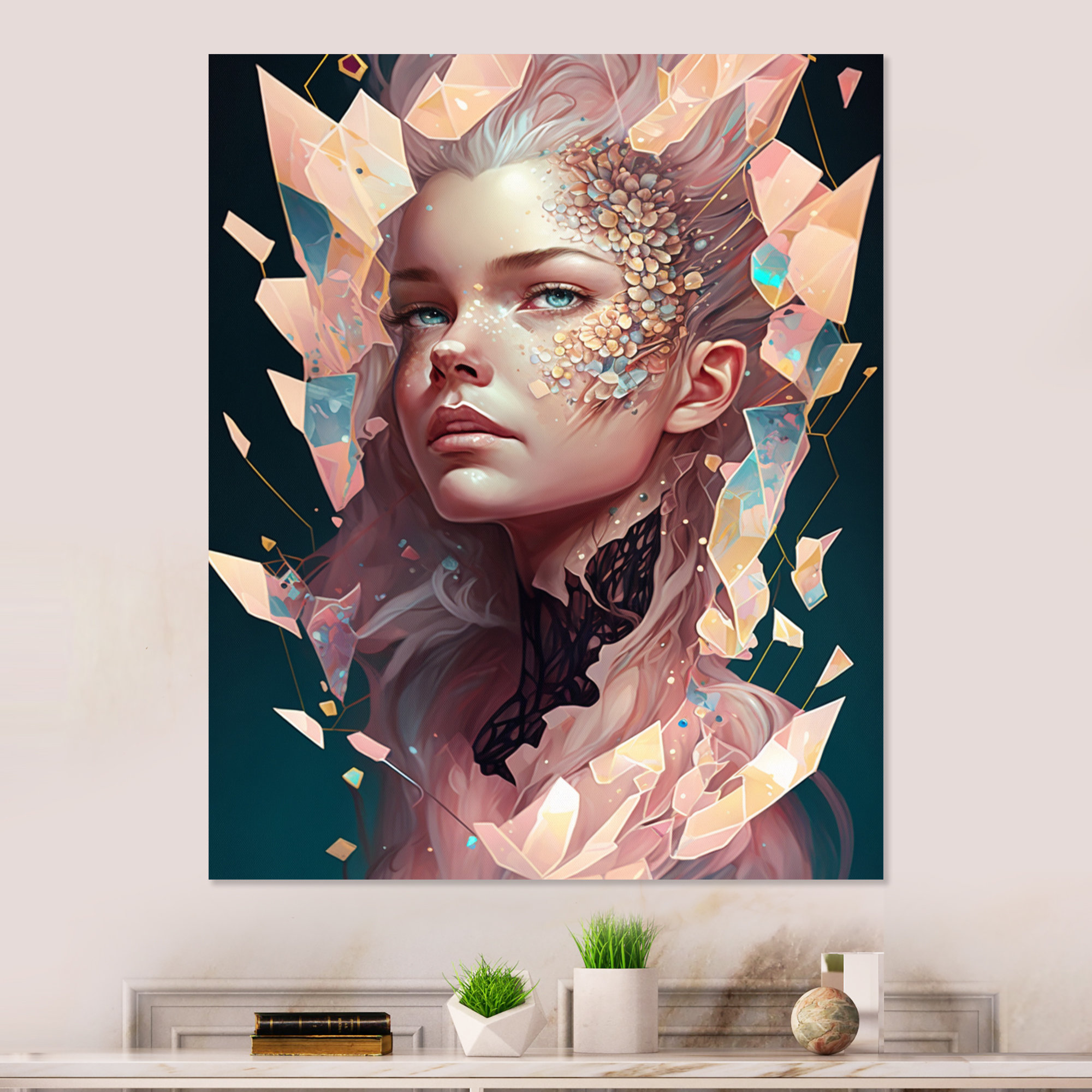 Red Barrel Studio Crystal Hexagon Woman I - Modern Woman Metal Wall ...