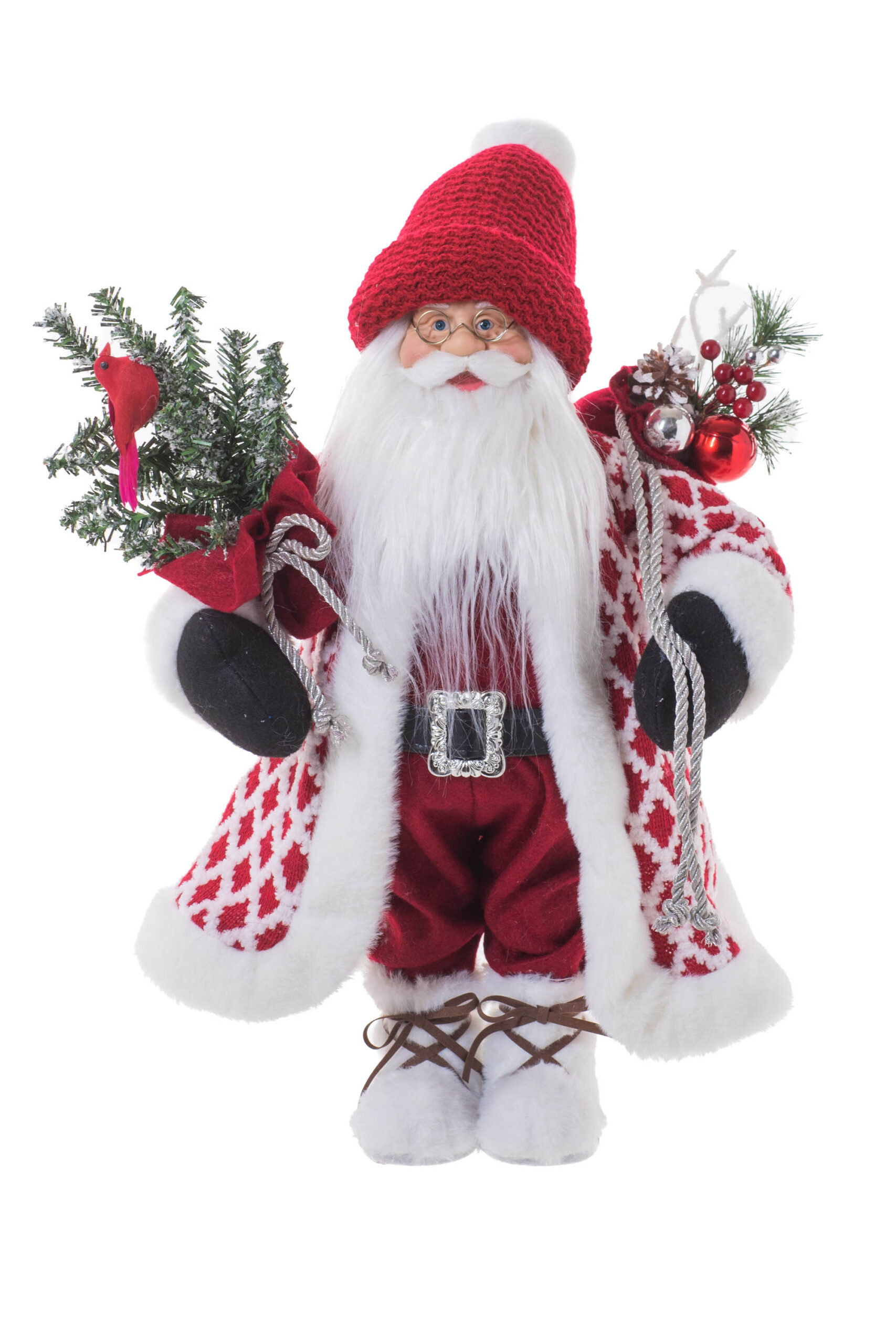 The Holiday Aisle® Red/White Fabric Standing Smiling Santa with ...