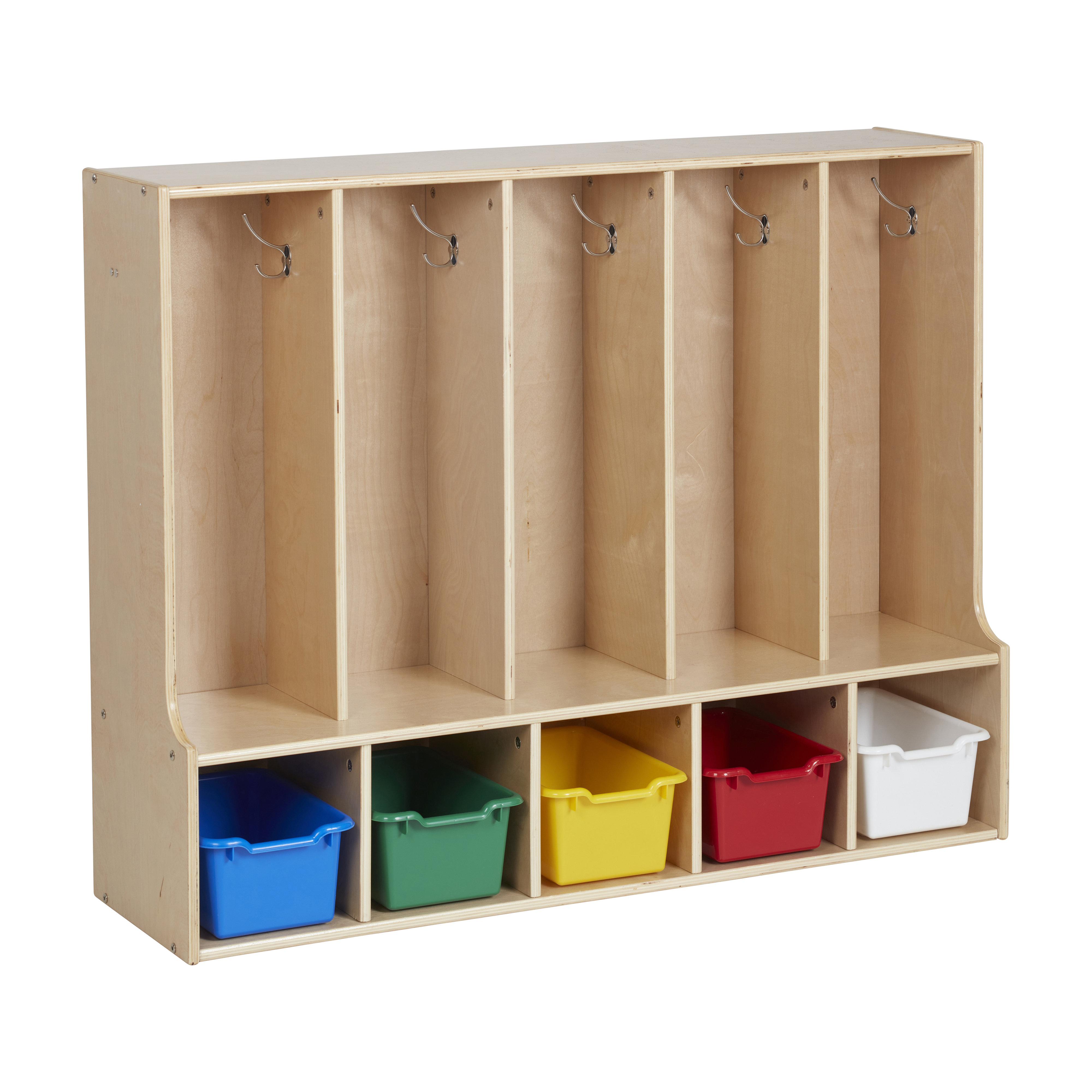 ECR4Kids Streamline 5-Section Coat Locker with Bench and Scoop Front ...