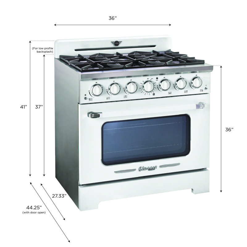 Unique Classic Retro 36" 6-Burner 5.2 cu. ft. Freestanding Gas Range ...