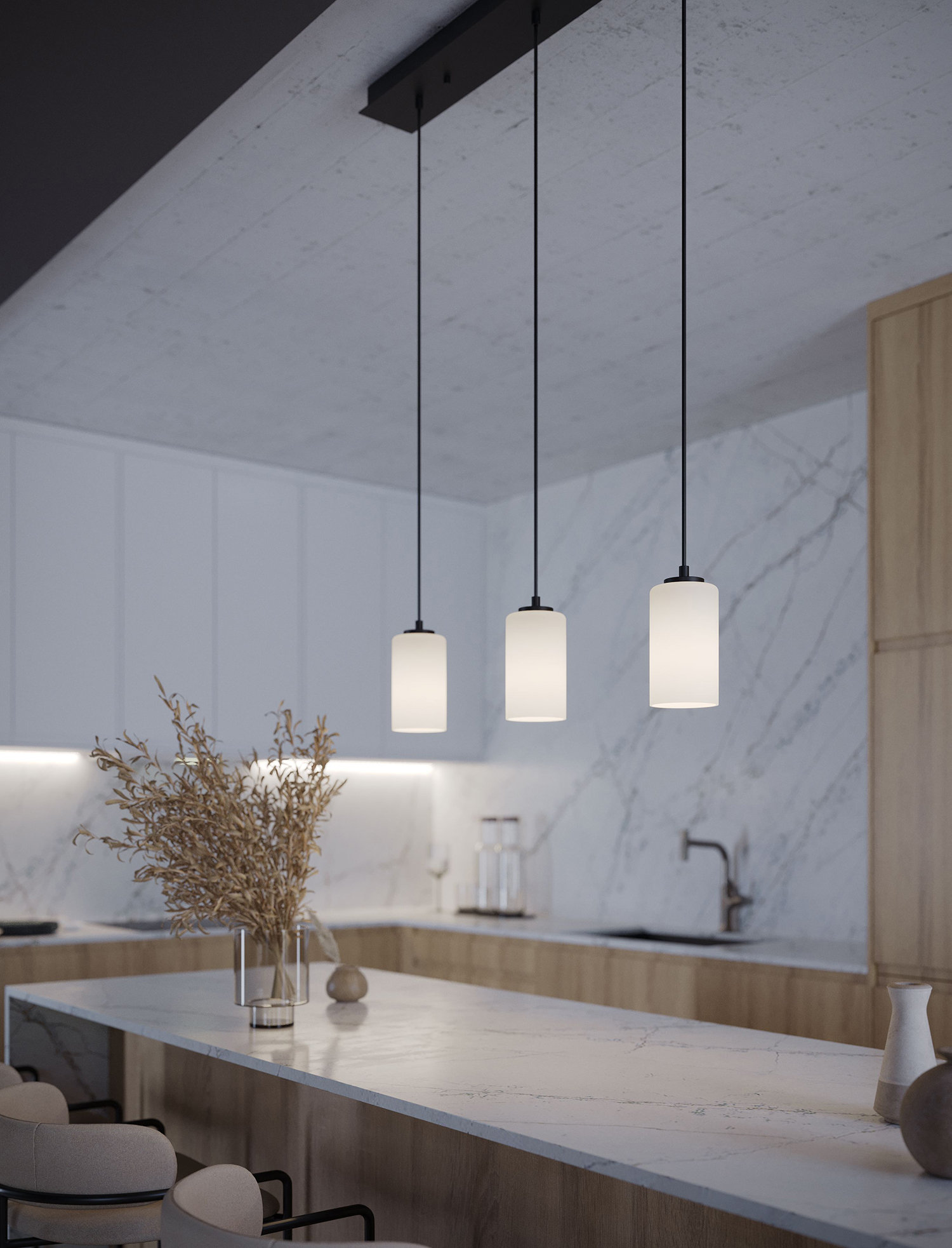 AFX Leo 3-Light Linear Pendant - 120V - 60W - Black - Wayfair Canada