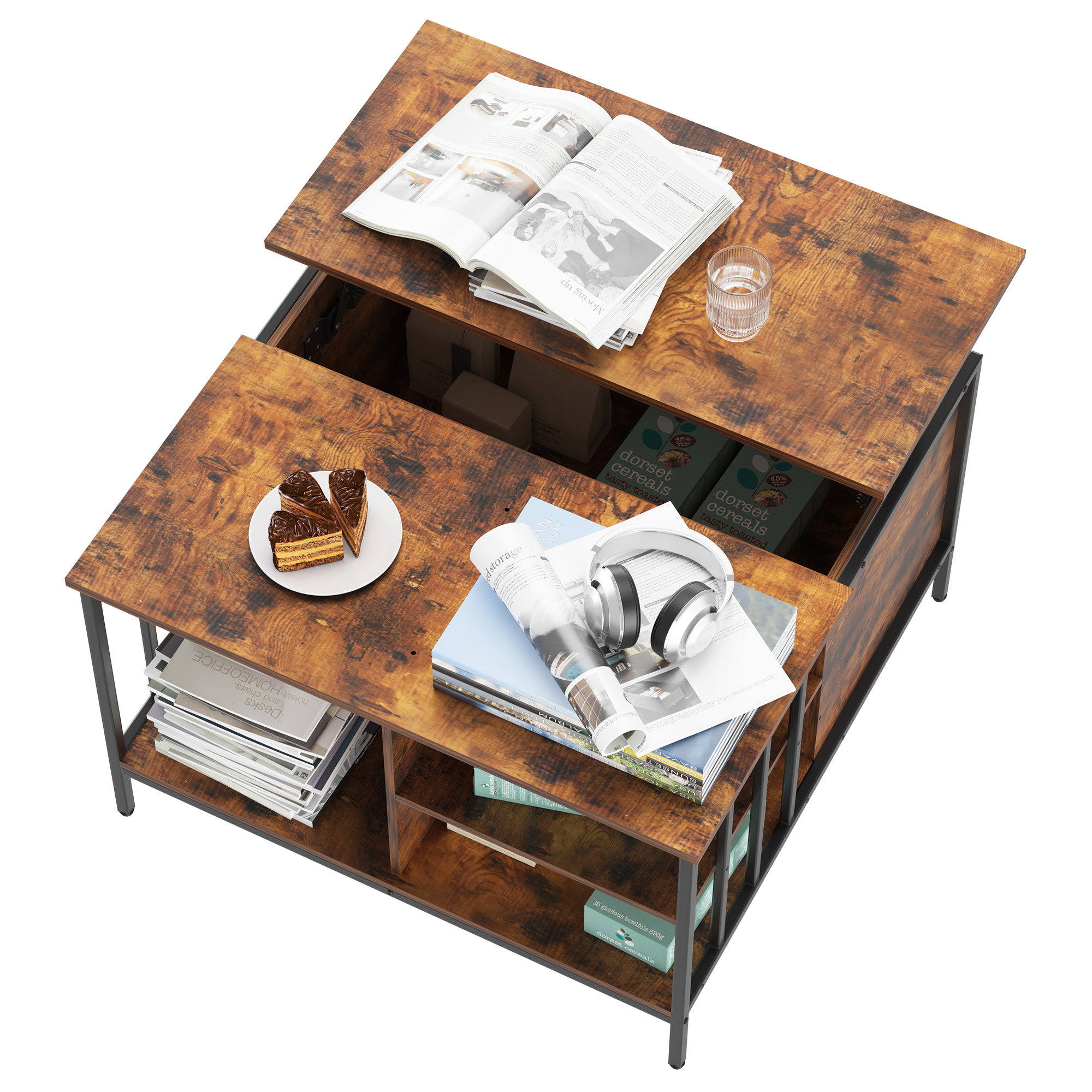 Ophelia & Co. Adjustable Height Lift Top Coffee Table with Storage ...