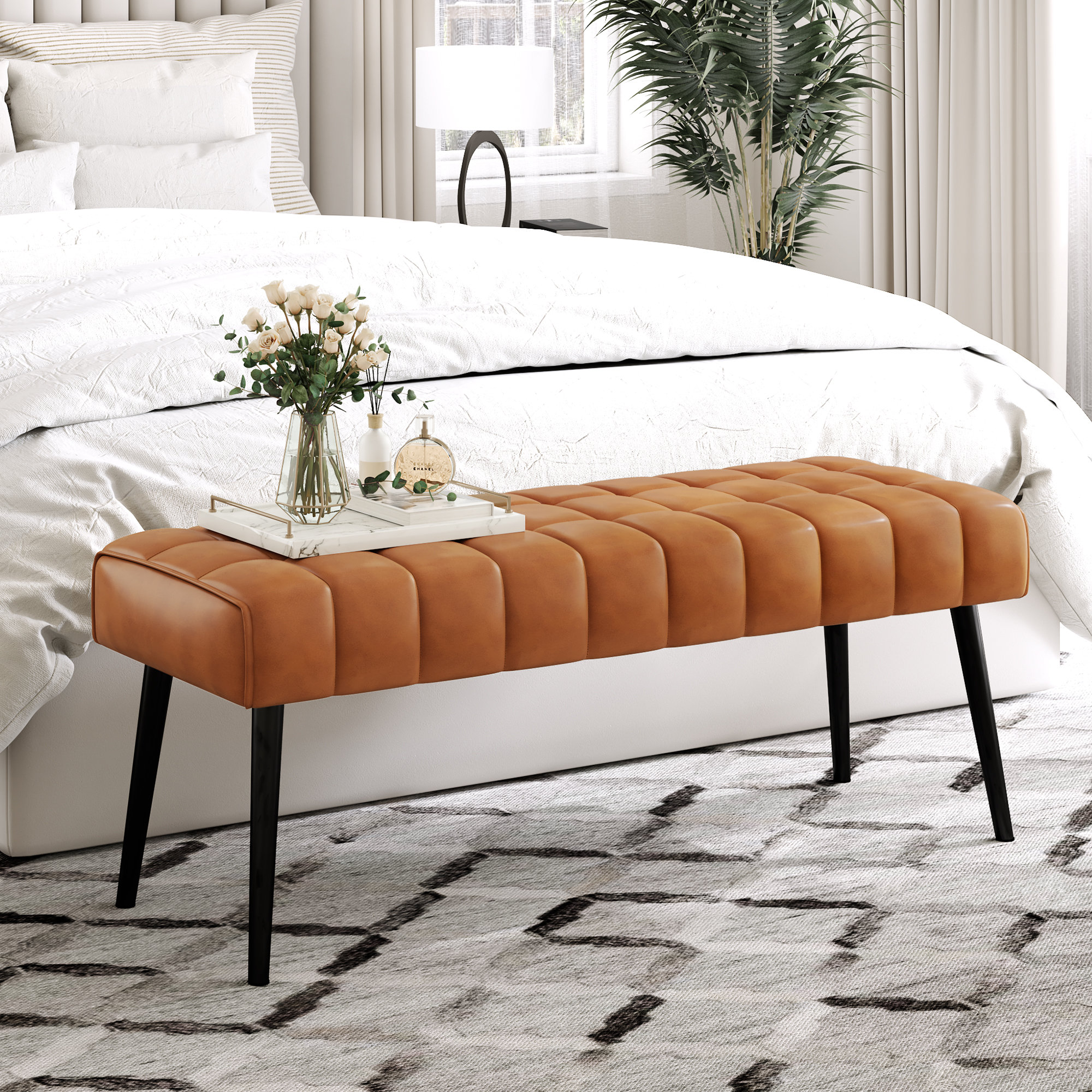 Wade Logan® Bolaji Upholstered Bench & Reviews | Wayfair