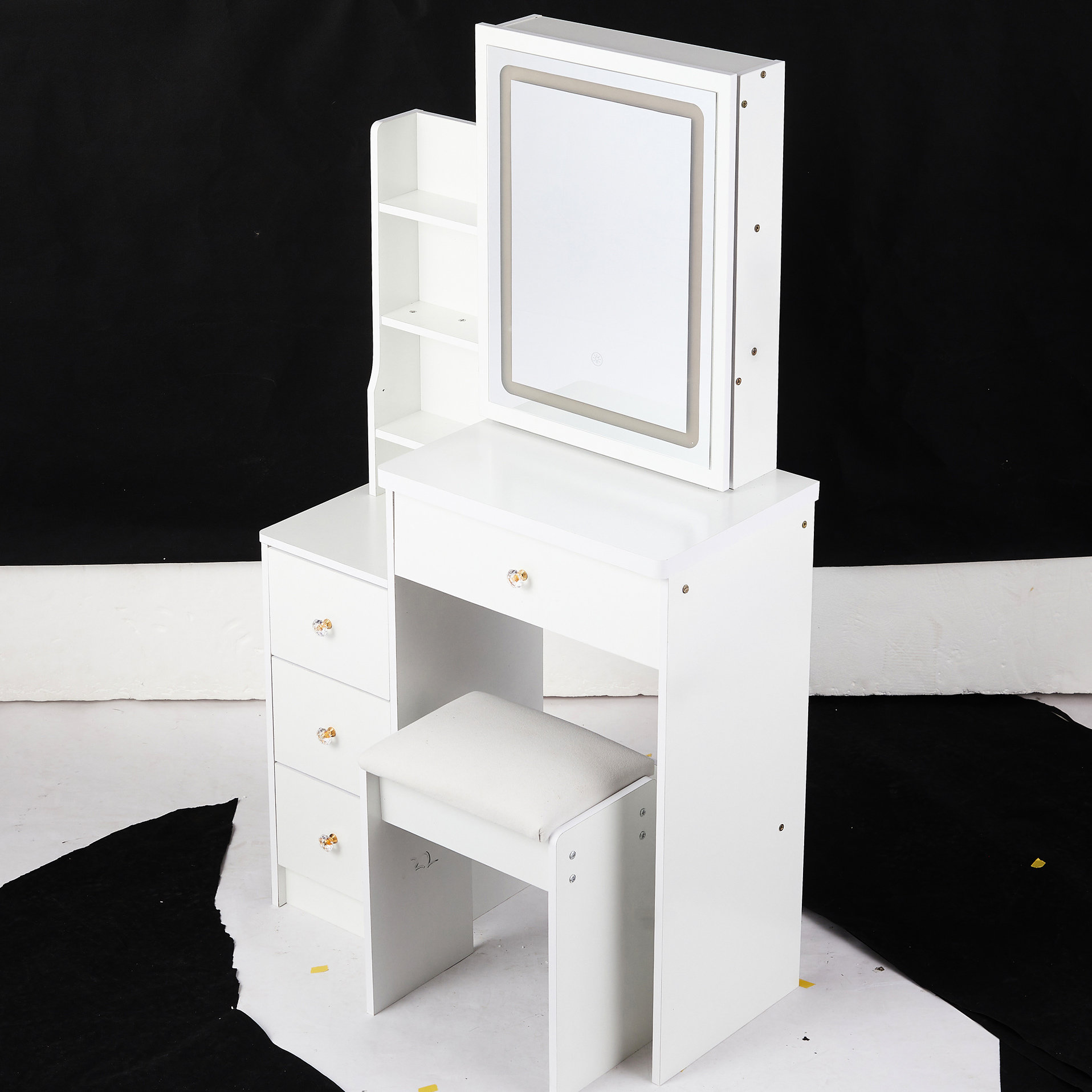 Wrought Studio™ Left Side Cabinet Vanity With Comfortable Stool ...