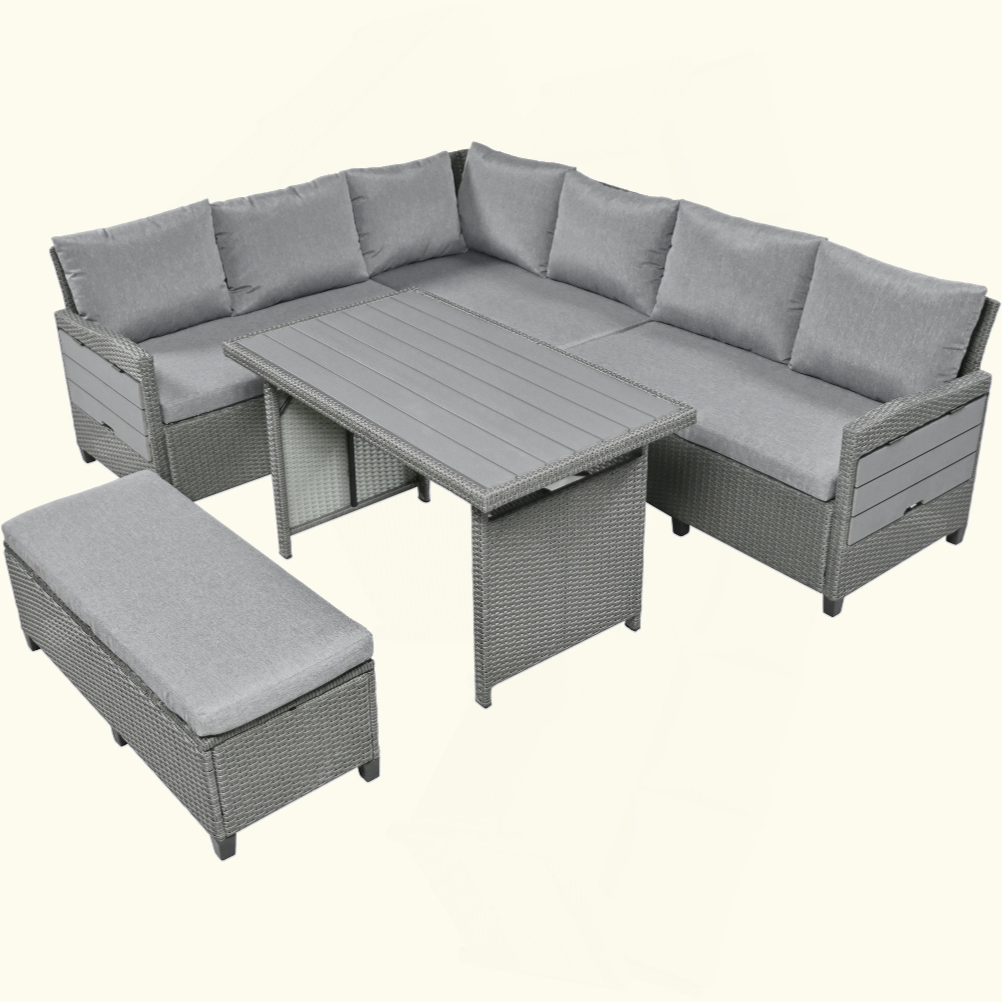 Latitude Run® 5-Piece Outdoor Patio Rattan Sofa Set, Sectional PE ...