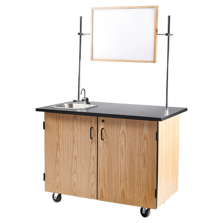 National Public Seating Mobile Science Cart with Shelving and Sink ...