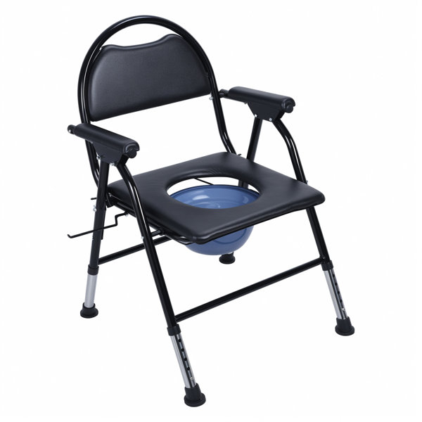 Symple Stuff Folding Bedside Commode, Portable Shower Commode Chair for ...