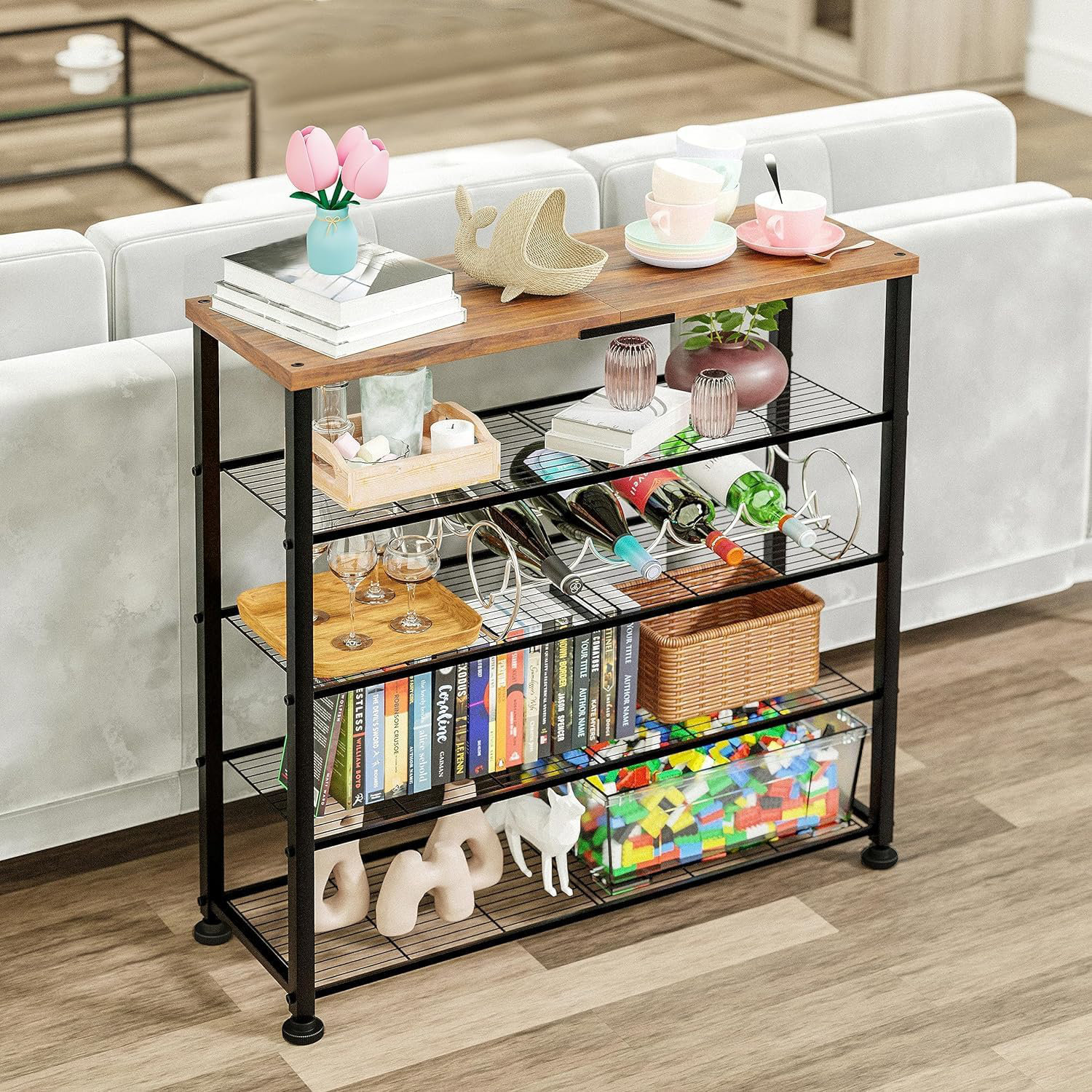 17 Stories 5 Tier Extra Large Shoe Rack, Rolling Shoe Storage Organizer ...