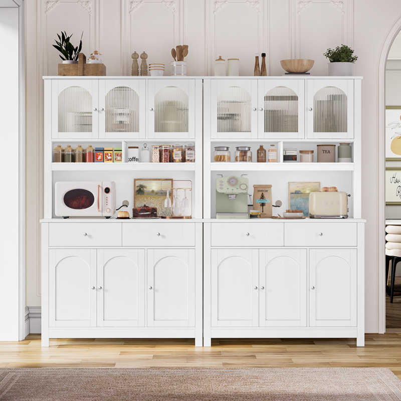 Lark Manor™ French Style 72.1'' Kitchen Pantry Cabinet with Microwave ...