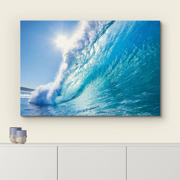 IDEA4WALL Coastal Beach Surf a Tropical Blue Wave Canvas Art Home Art ...