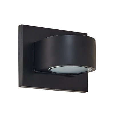 Orren Ellis Led Round Shape Outdoor Wall Light With Black Finish | Wayfair