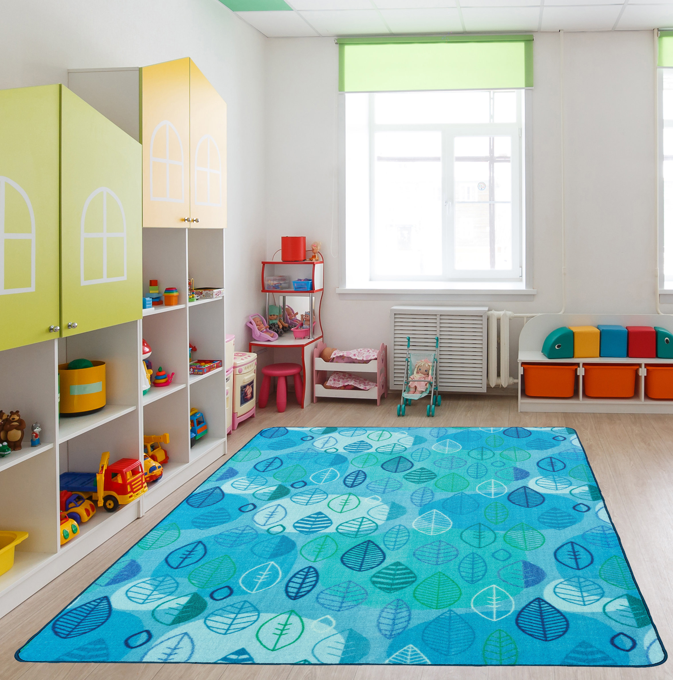 Carpets for Kids Peaceful Spaces Leaf Decorative Tufted Blue/Green Area ...