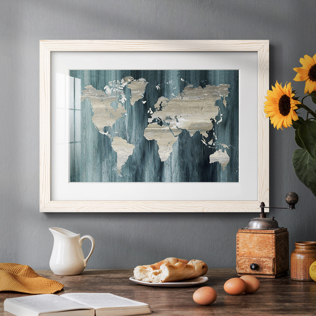 Ivy Bronx Navy World Map - Single Picture Frame Print - Wayfair Canada