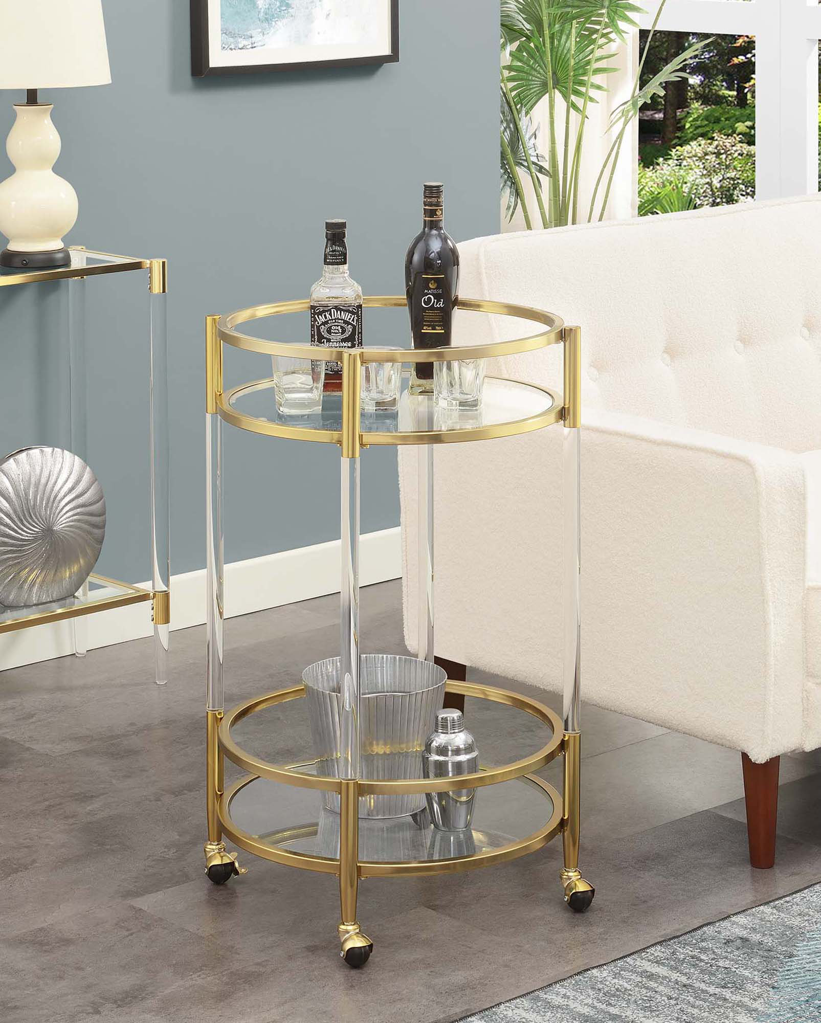 Willa Arlo™ Interiors Carolina Acrylic Round Glass Bar Cart & Reviews ...
