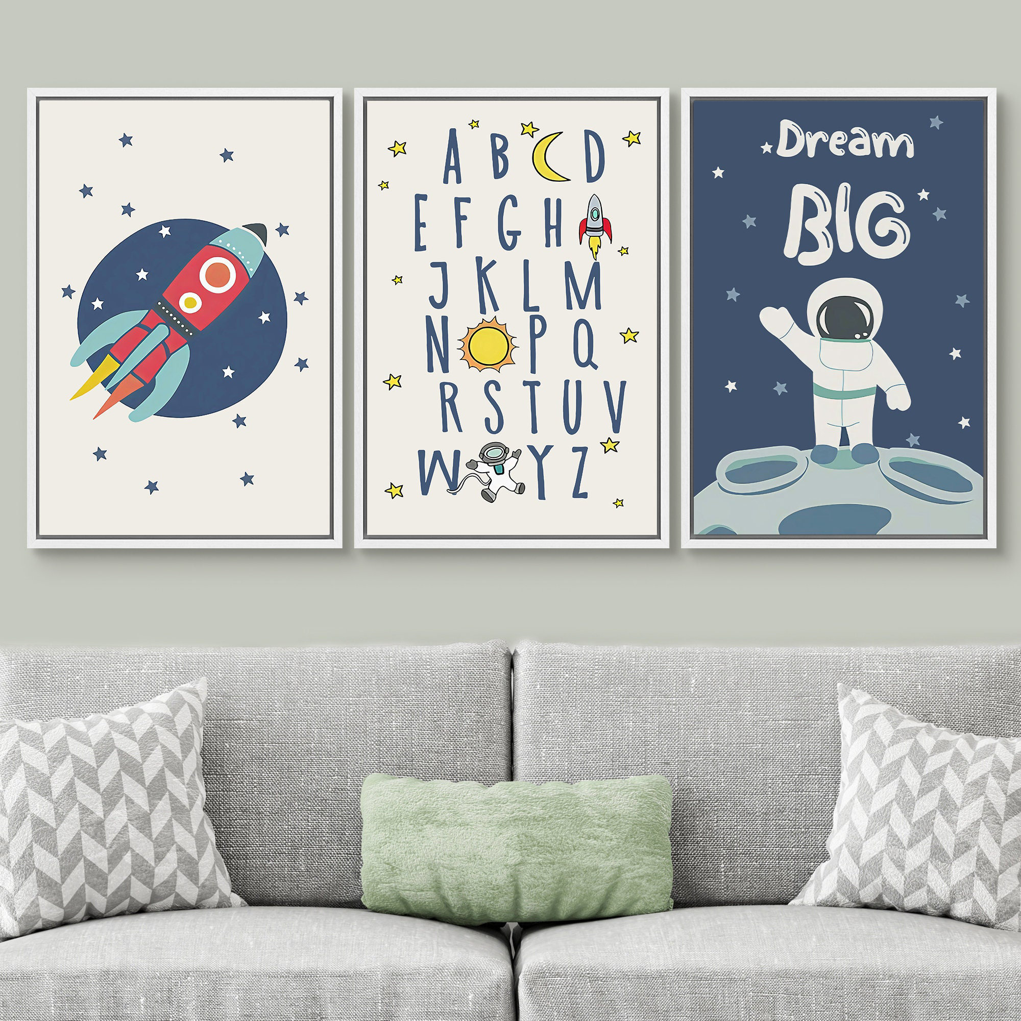 IDEA4WALL Outer Space Rocket Alphabet Nursery Decor, Modern Astronaut ...
