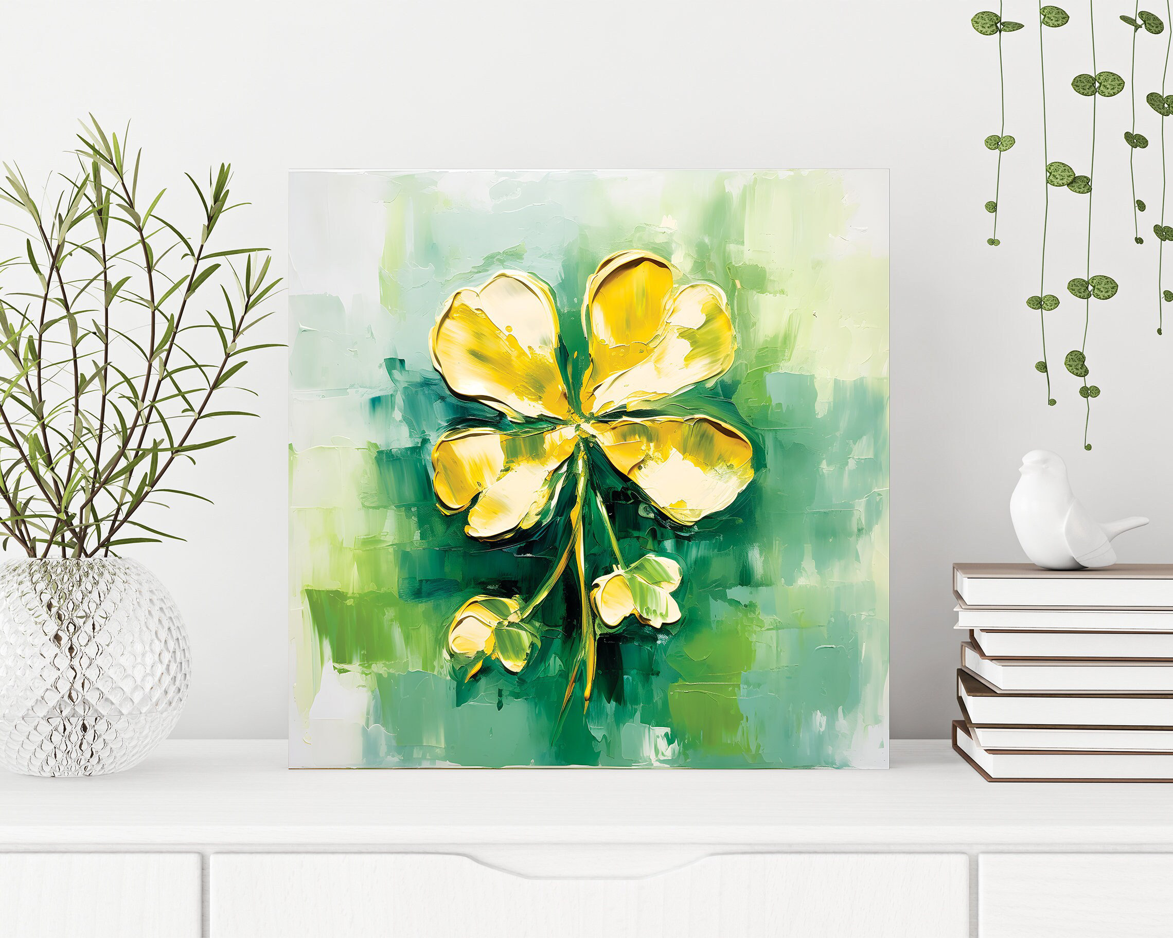 The Holiday Aisle® Oil Painting Style of a Colourful Shamrock Modern ...