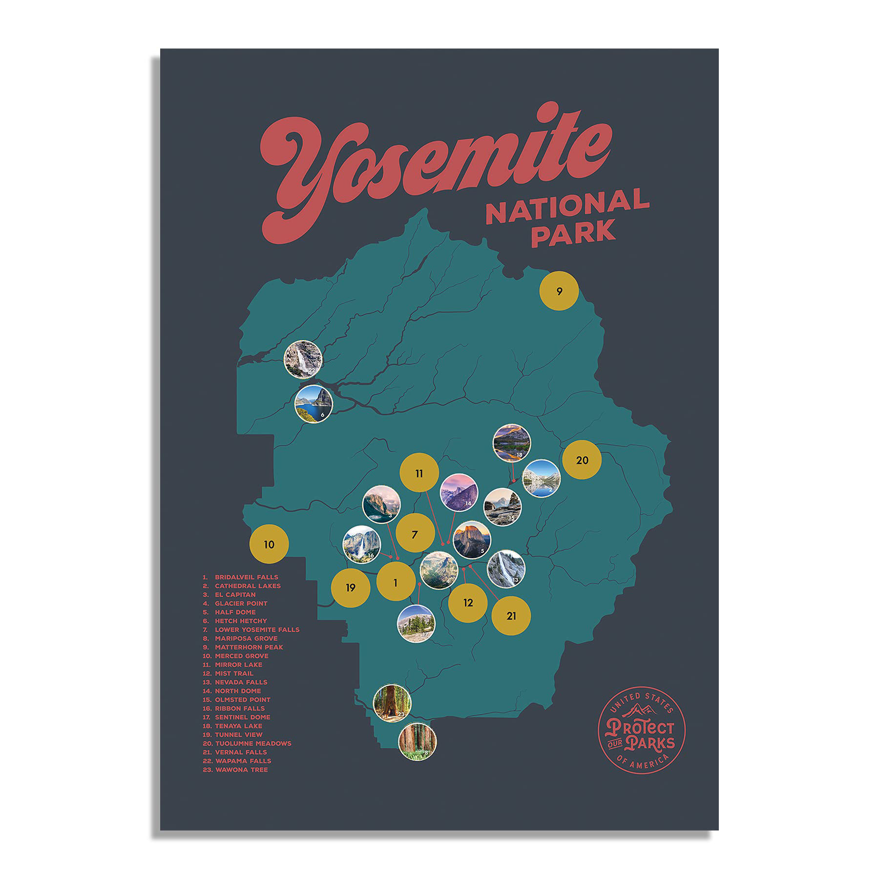 Trinx Yosemite Park Scratch Off Map, Interactive Scratch Off Poster ...