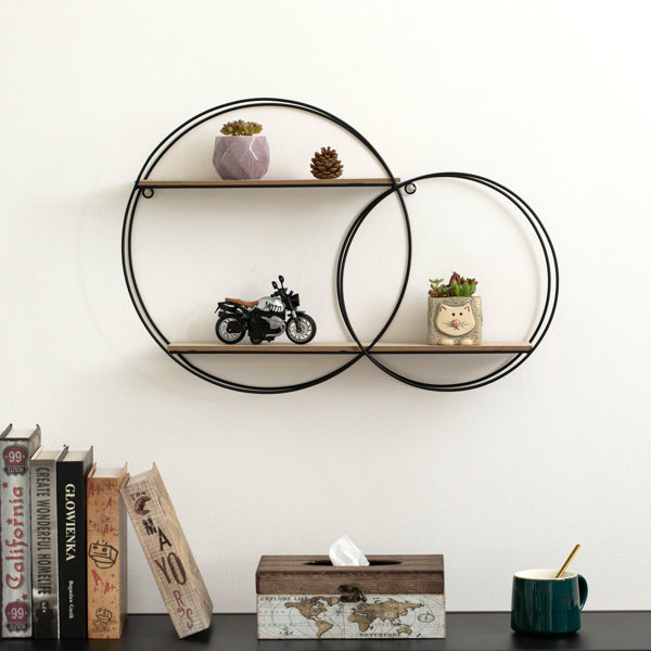 17 Stories Interlinked Round Wall-mounted Shelf - Dual-size Circular ...