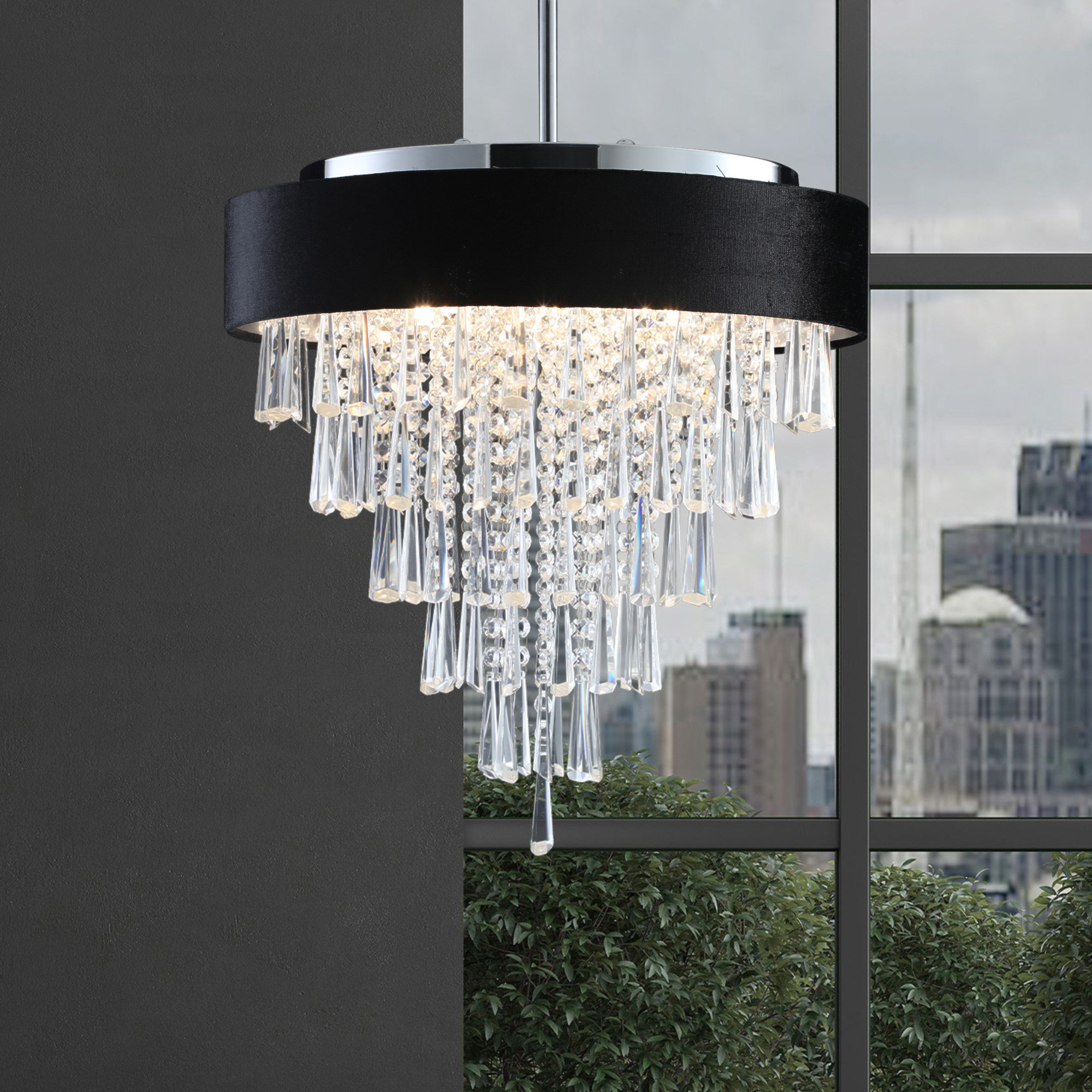 HLILish Modern Crystal Chandelier For Living-Room Round Cristal Lamp ...