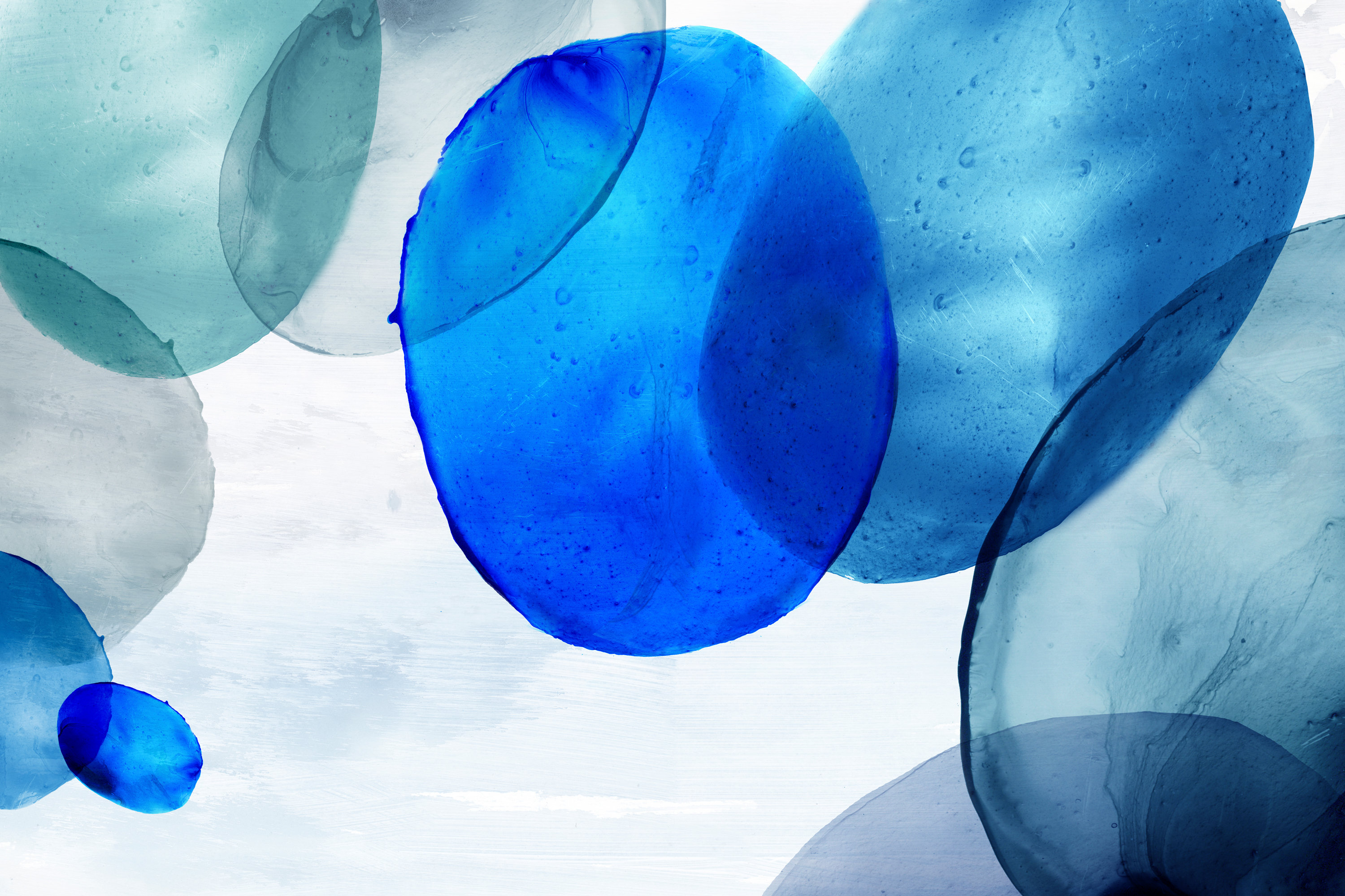 Wrought Studio™ Blue Bubbles by Eva Watts - Wrapped Canvas Print | Wayfair