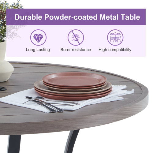 Red Barrel Studio® Malnar Powder Coated Steel Dining Table & Reviews ...