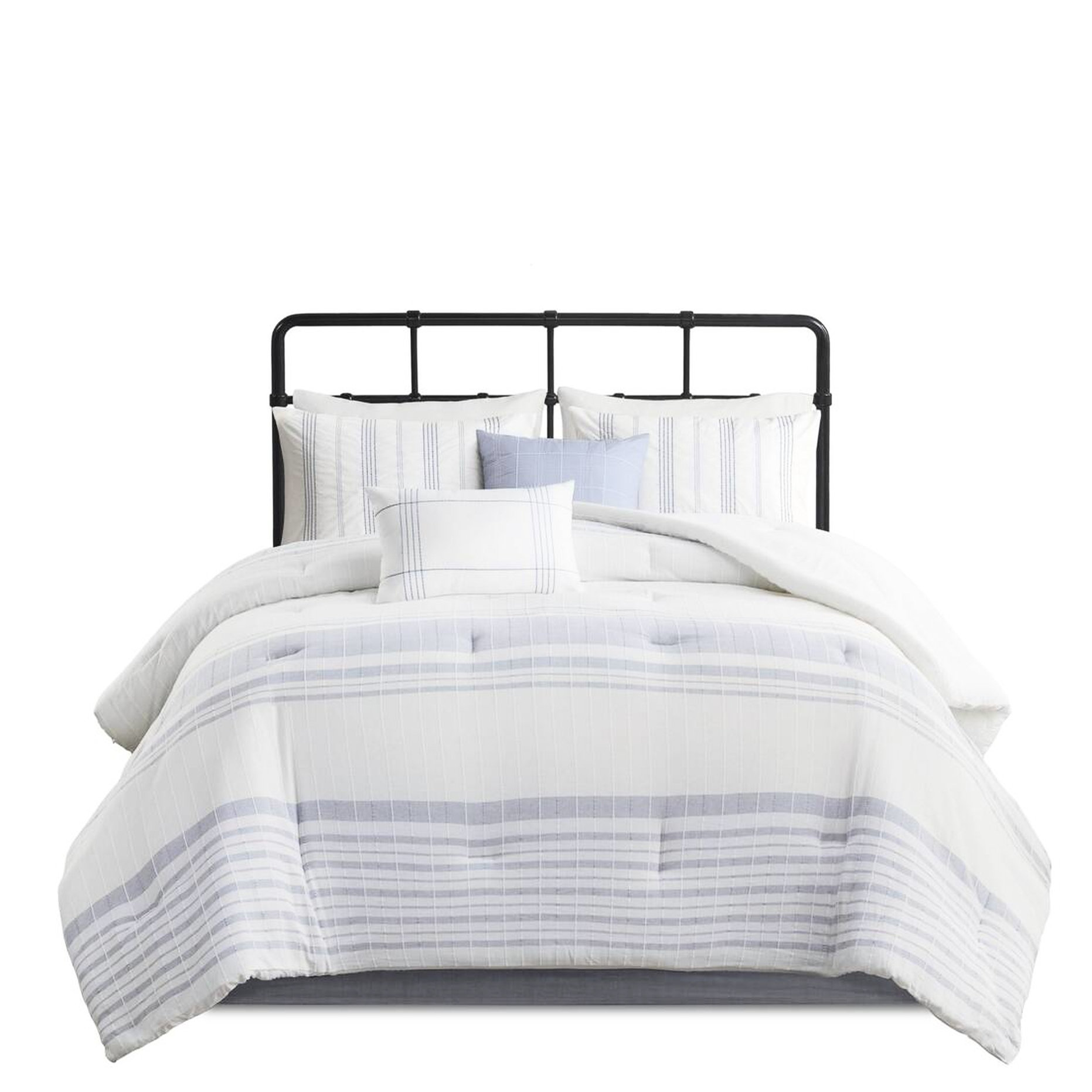 Kivaritio King Comforter , 6 Piece Cotton , Textured Woven Design ...