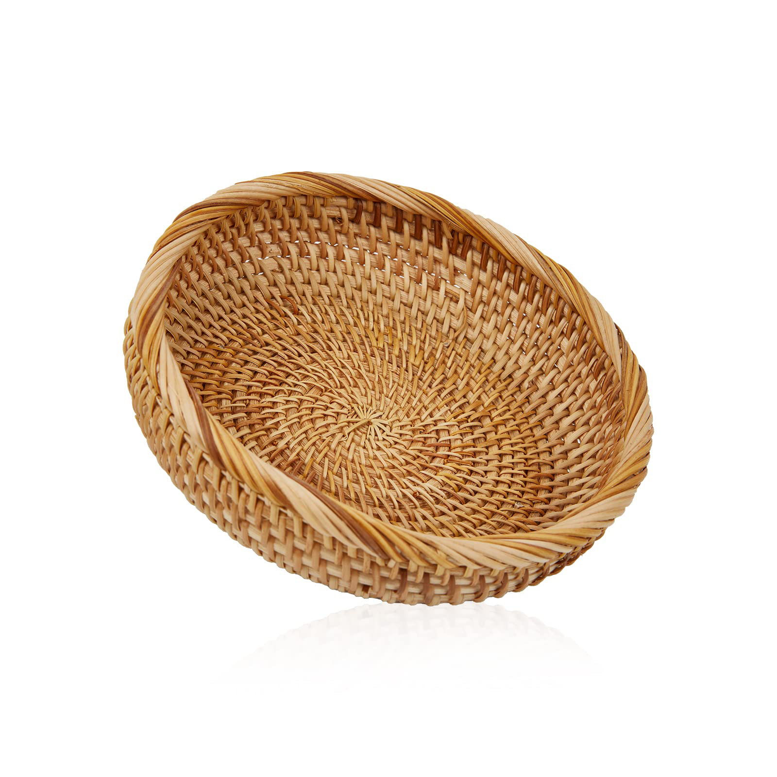 Ophelia & Co. Natural Rattan Round Small Fruit Basket Bowl, Handwoven ...