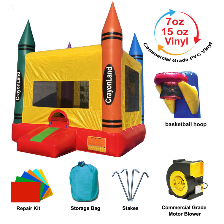 Jingo Jump 13' X 13' Crayon Bounce House with Air Blower & Reviews ...