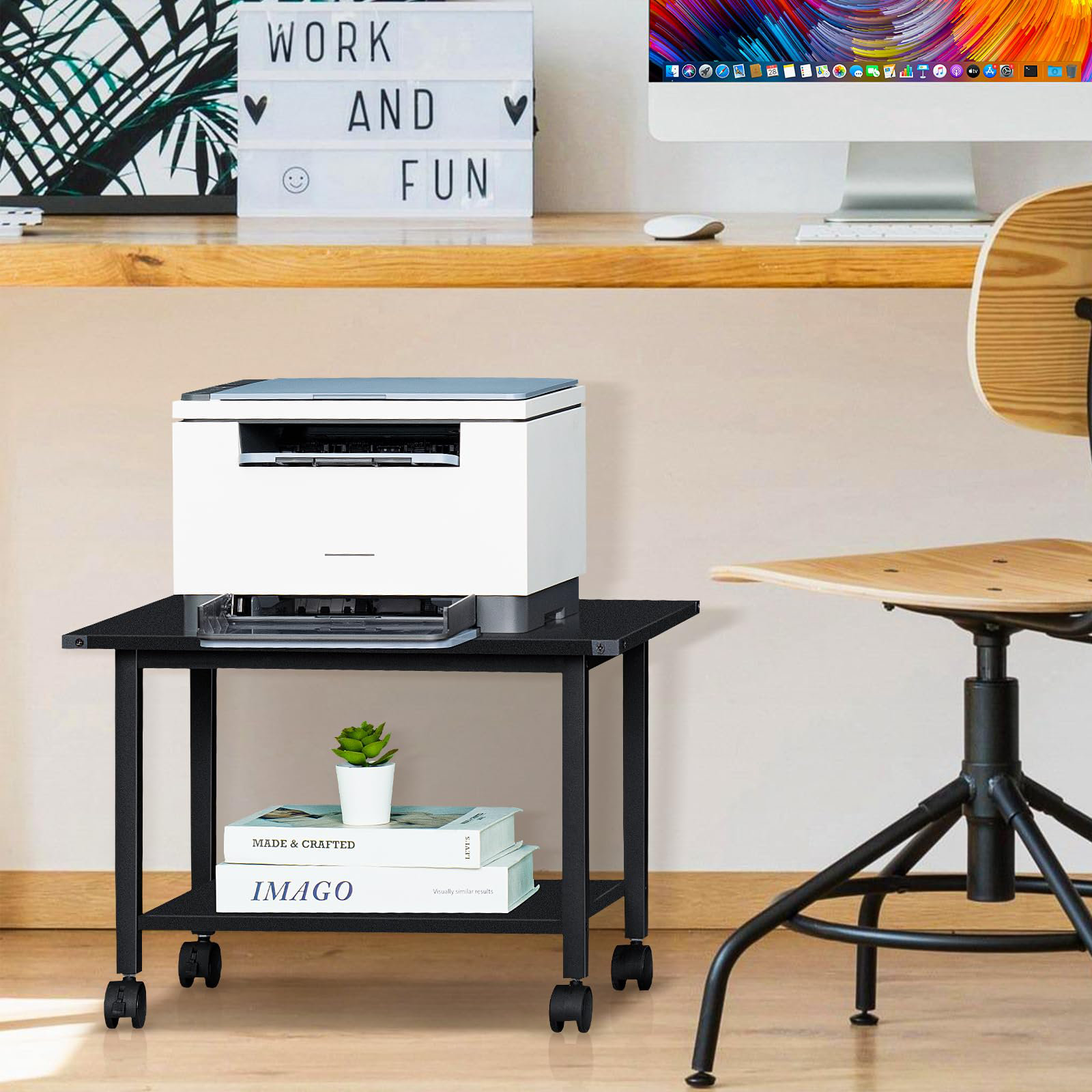 HUDSON & ASHTON LLC Double Layer Printer Stand With Lockable Wheels ...