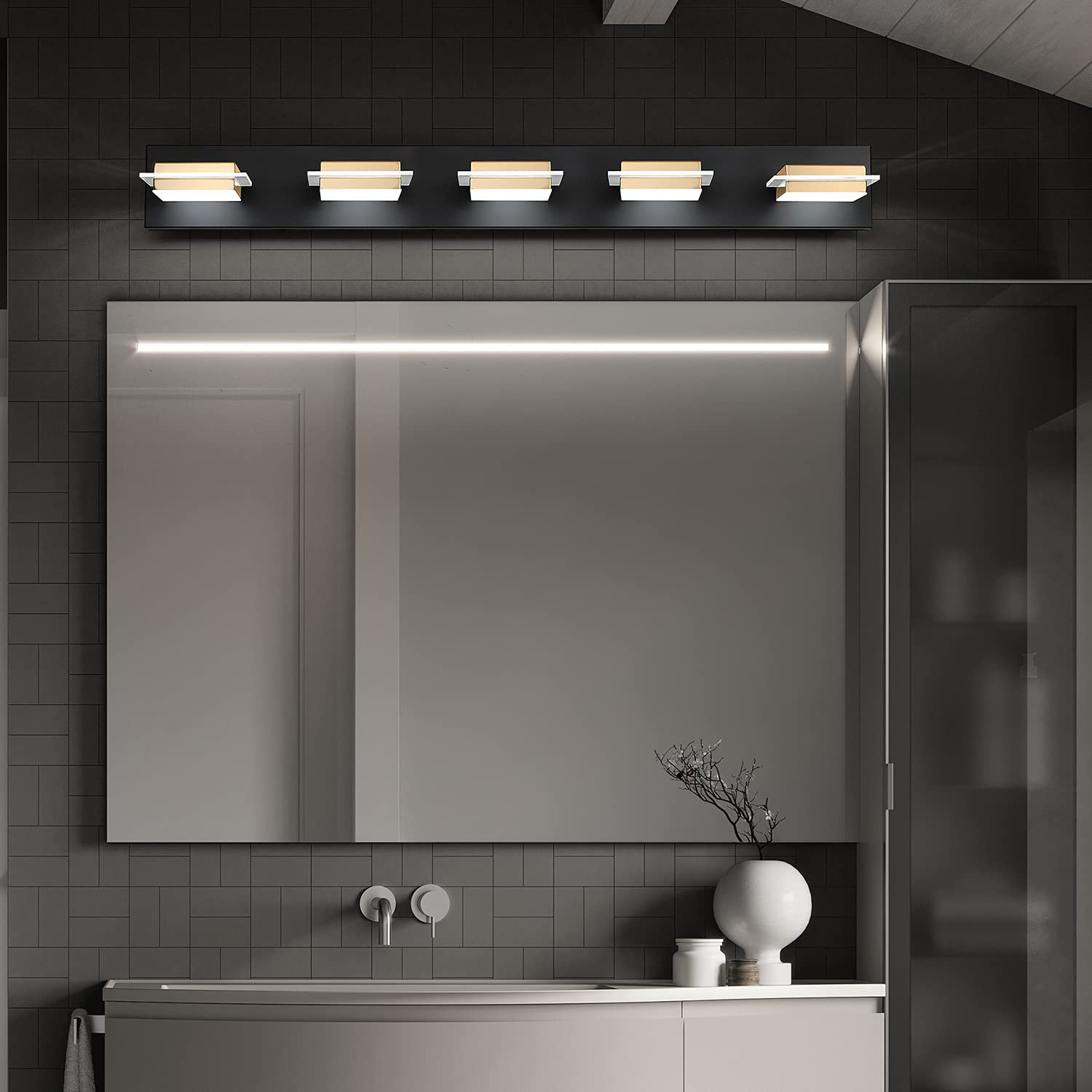 VOMGEB1 5-Light Dimmable LED Bathroom Vanity Wall Sconce | Wayfair