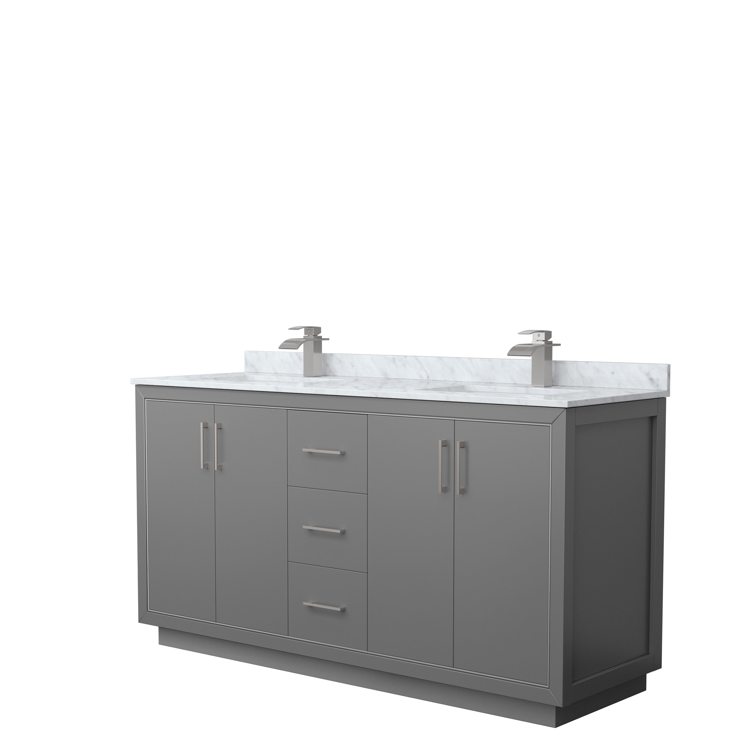 Wyndham Collection Icon 66 Inch Double Bathroom Vanity In Dark Blue ...