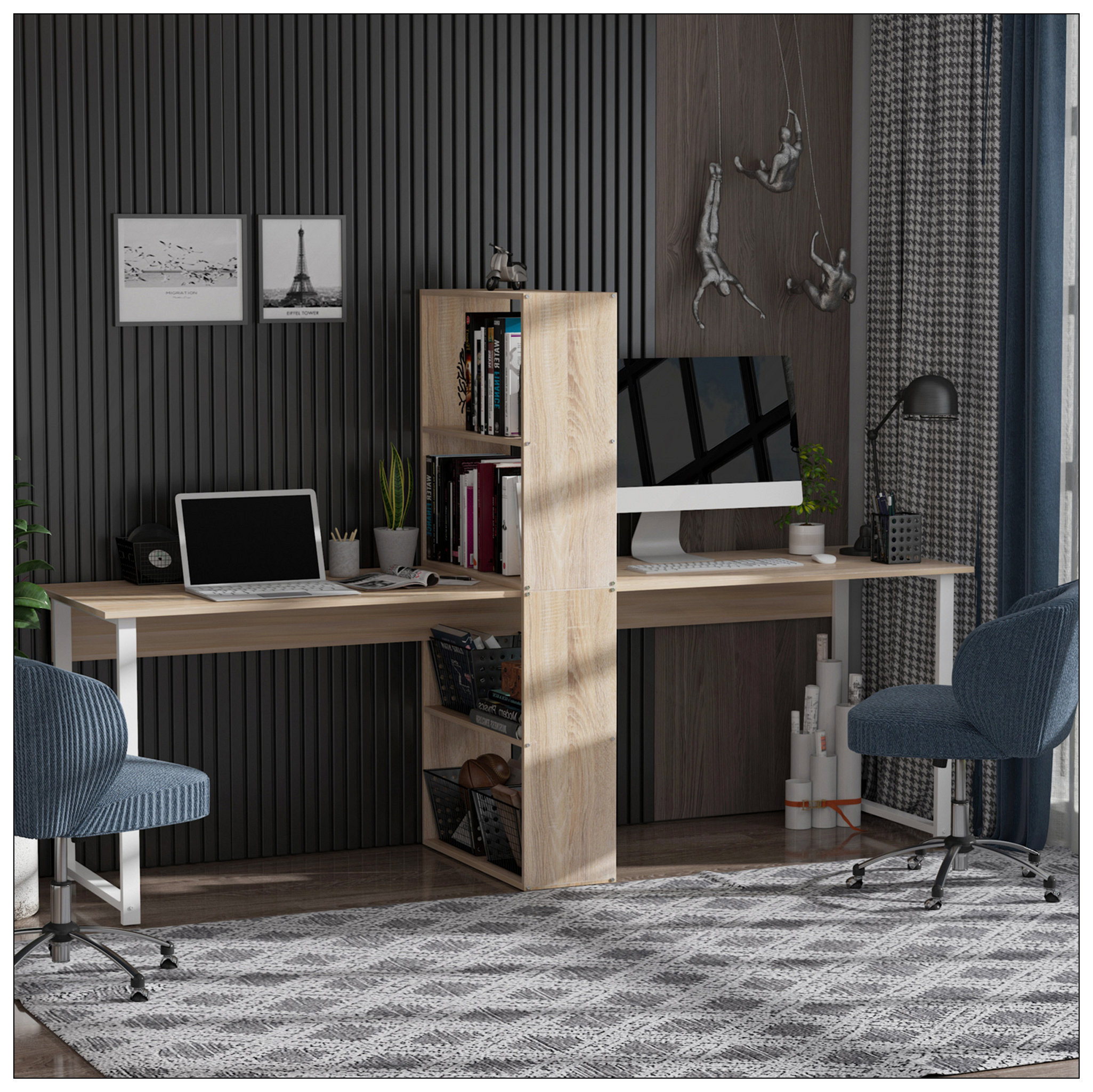 Ivy Bronx Versatile Two-Person Computer Desk With Abundant Storage And ...