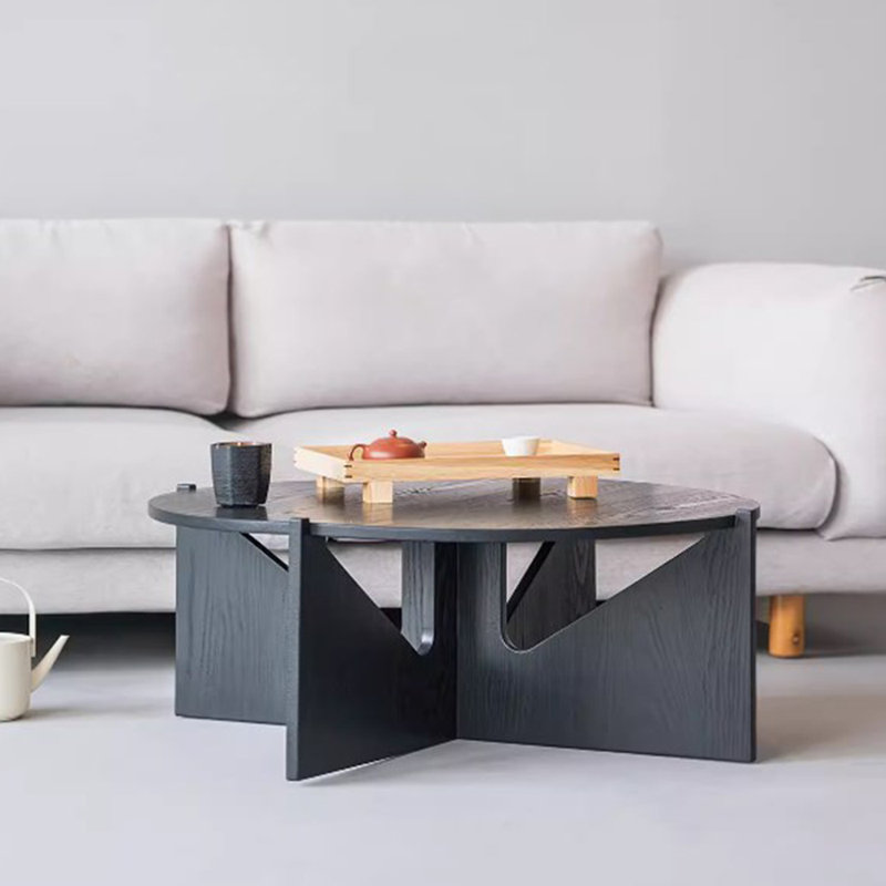 jessica Wabi-sabi Solid Wood Round Coffee Table Solid Wood Top Coffee ...