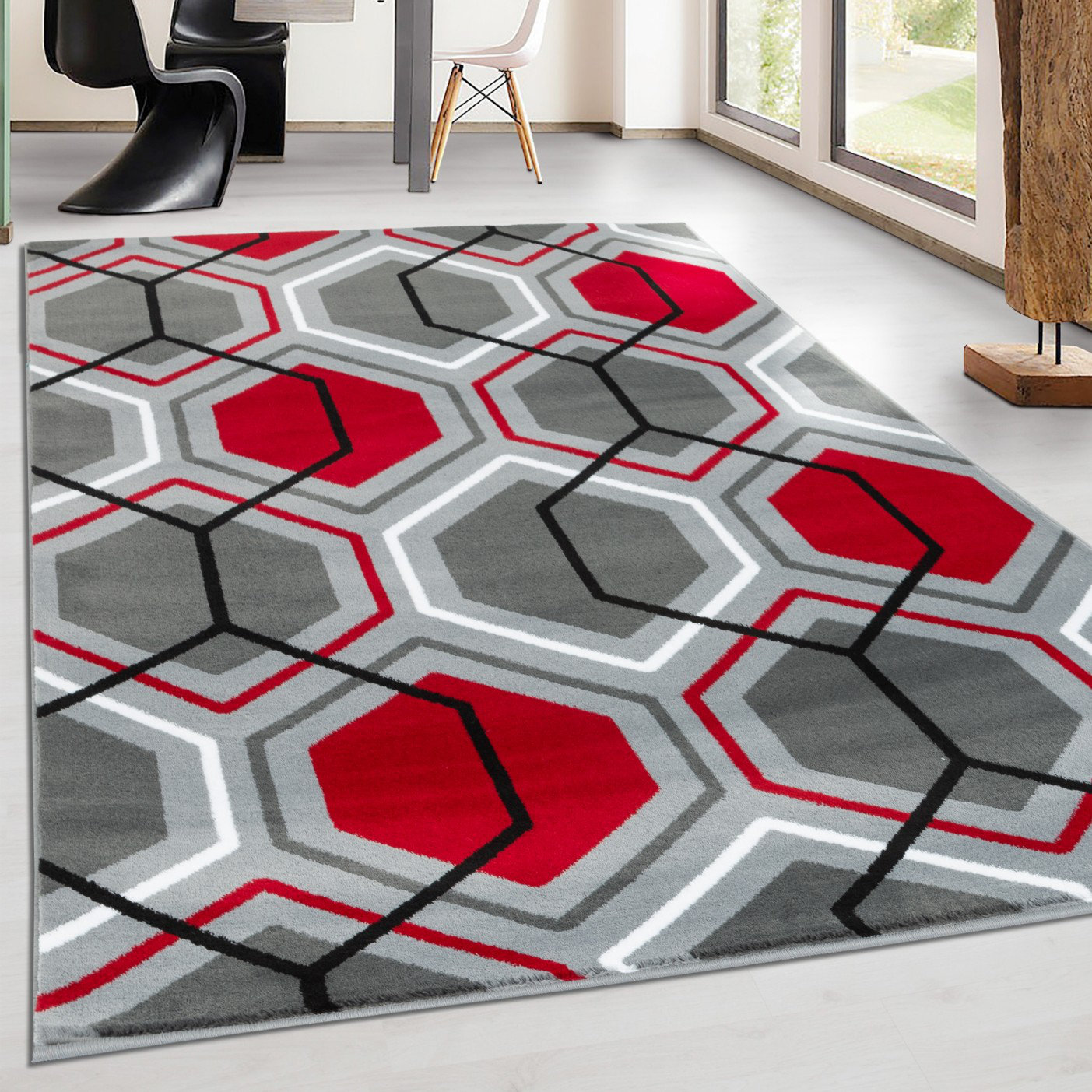 George Oliver Broddrick Geometric Gray Area Rug & Reviews | Wayfair