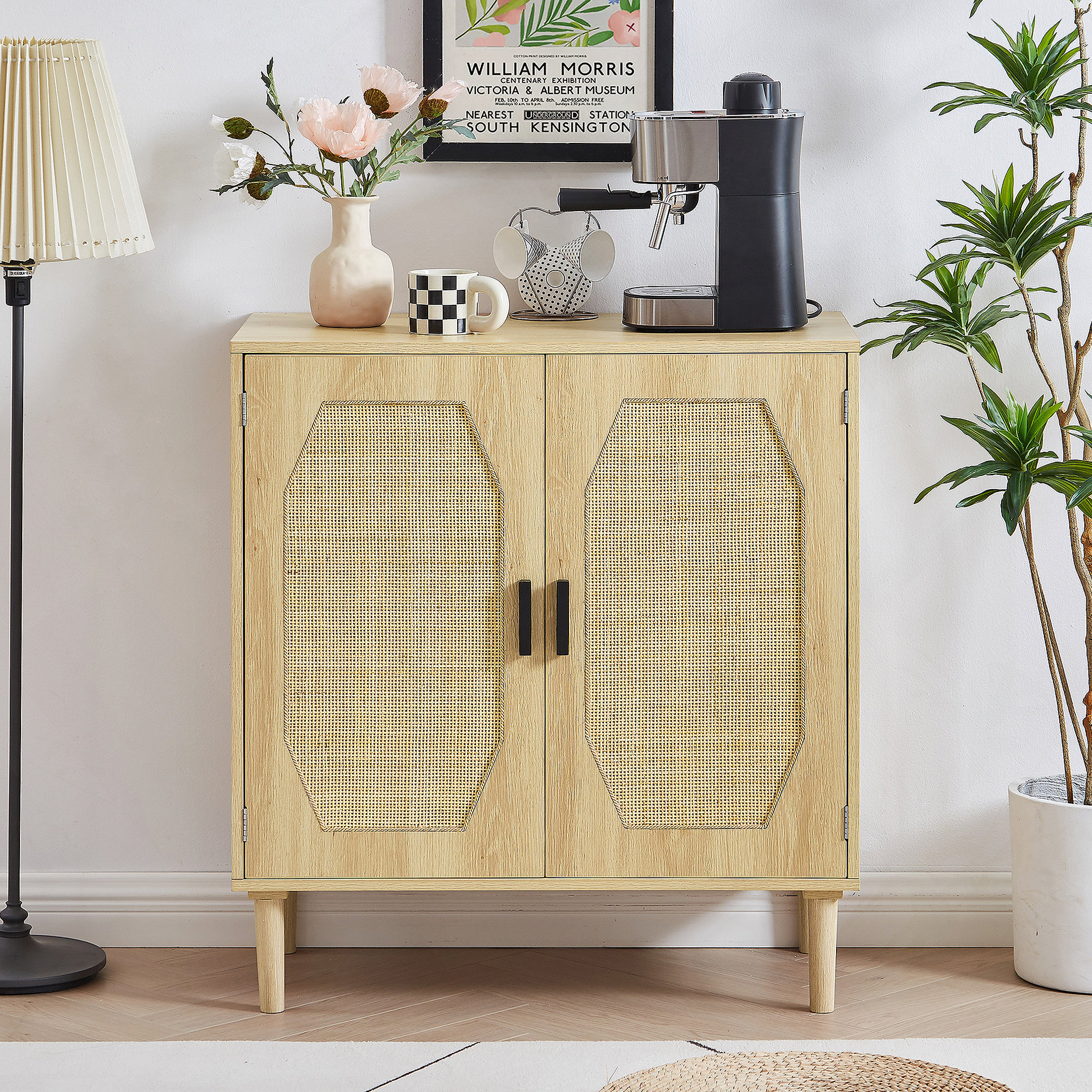 Dakota Fields Rattan Decorative Door Kitchen Storage Cabinets, Buffets ...