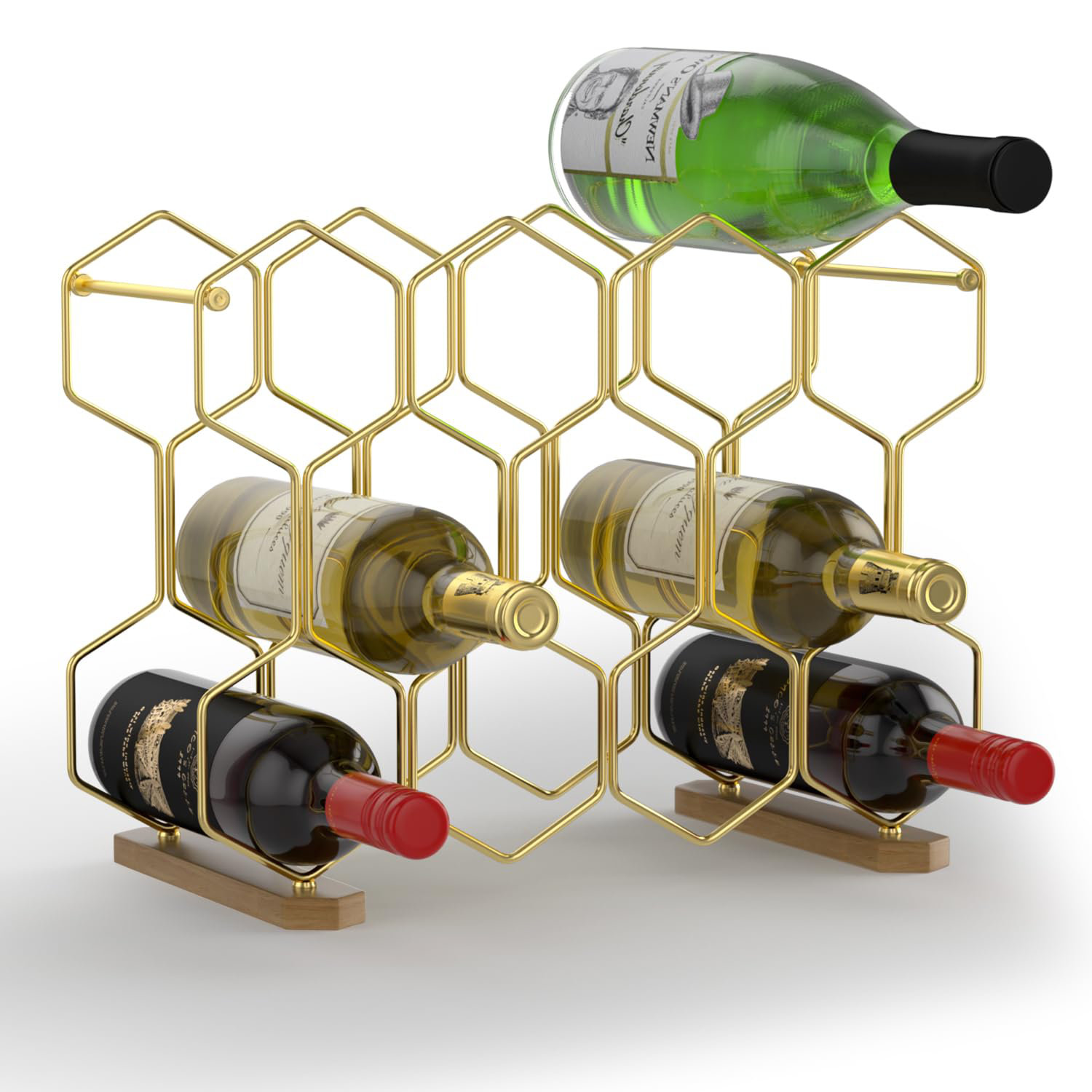 Mercer41 Chanavia 14 Bottle Tabletop Wine Bottle Rack Gold | Wayfair