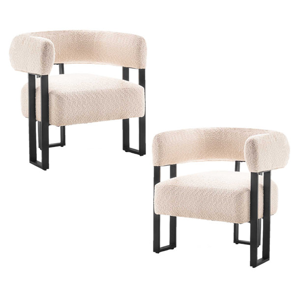 Latitude Run® Machai Full Assembled Upholstered Armchair Boucle Fabric ...