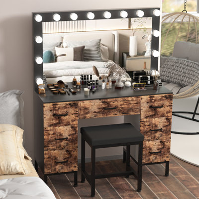 Everly Quinn Marquavious 43.3" Large Makeup Vanity & Reviews | Wayfair