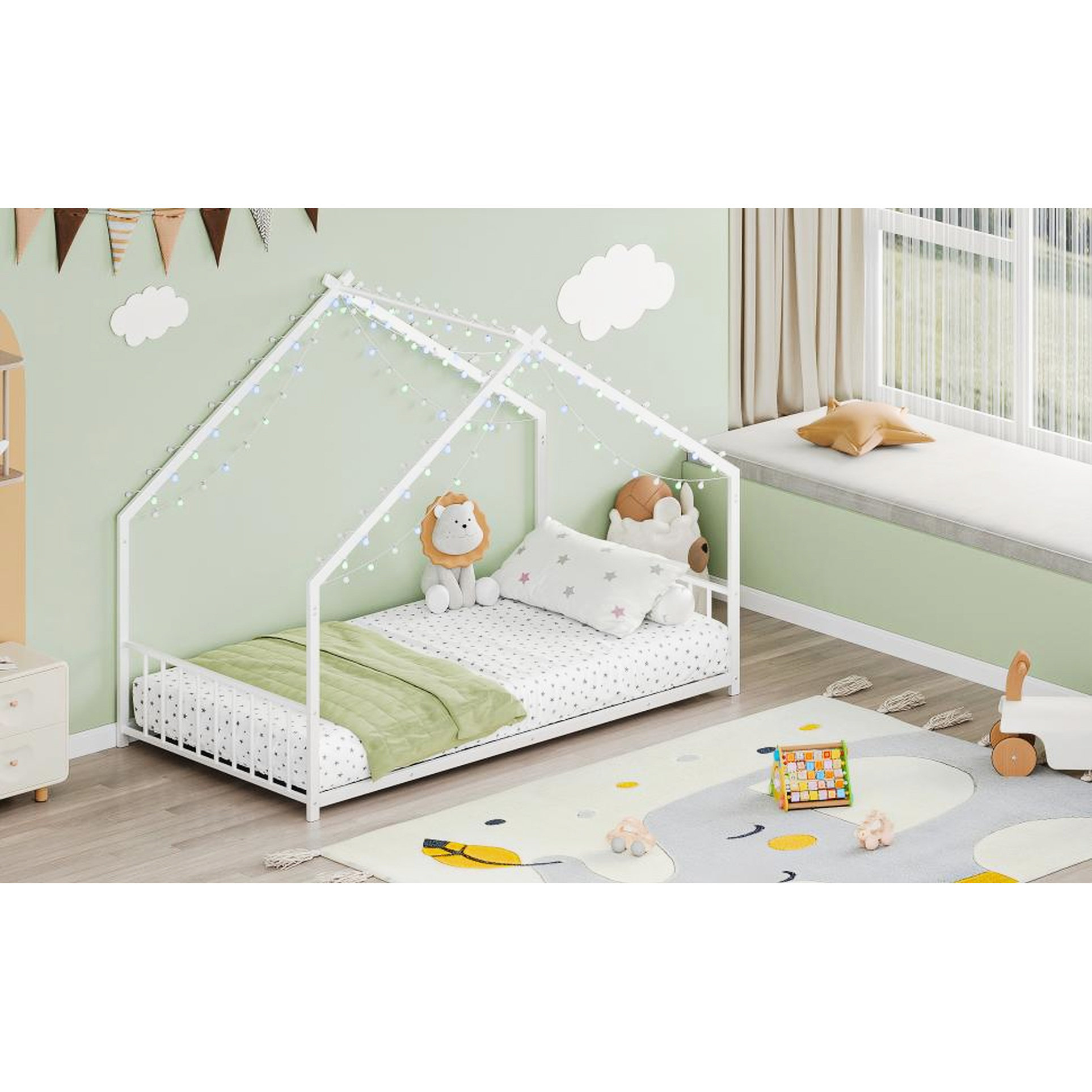 Wrought Studio™ Iron Full - Size Rooftop Bed Frame For With Four Color ...